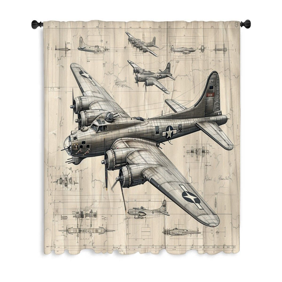 Wildon Home® Airplane Window Curtains, Aviation Blockout & Sheer ...