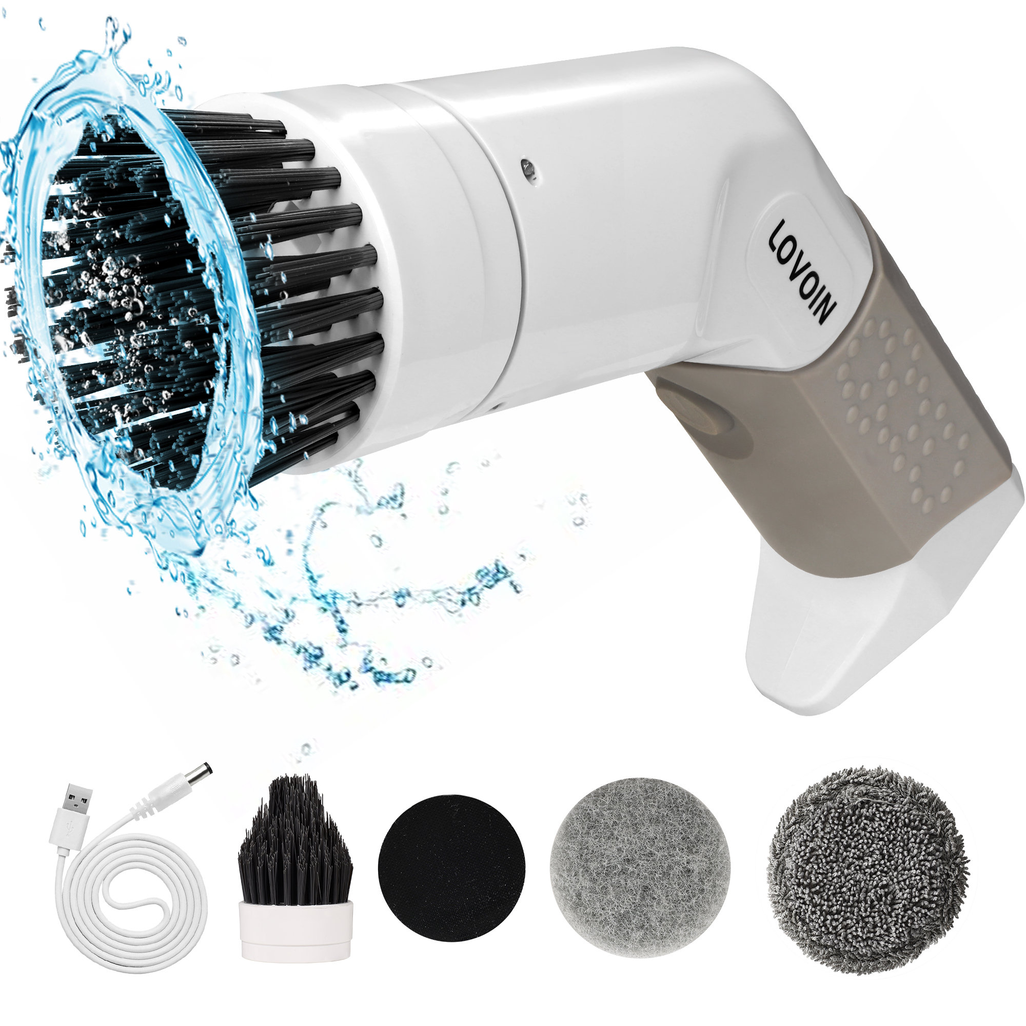 LovoIn Laveuse électrique rotative Lovoin avec 3 têtes de brosse ...