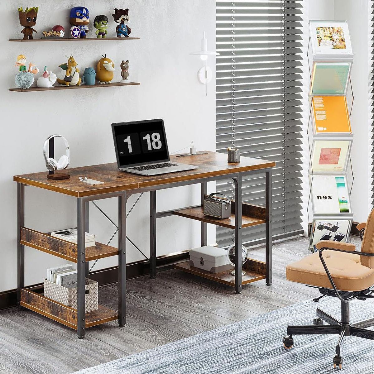Inbox Zero 48 Inch Small Computer Desk With Power Outlets & Type-C ...