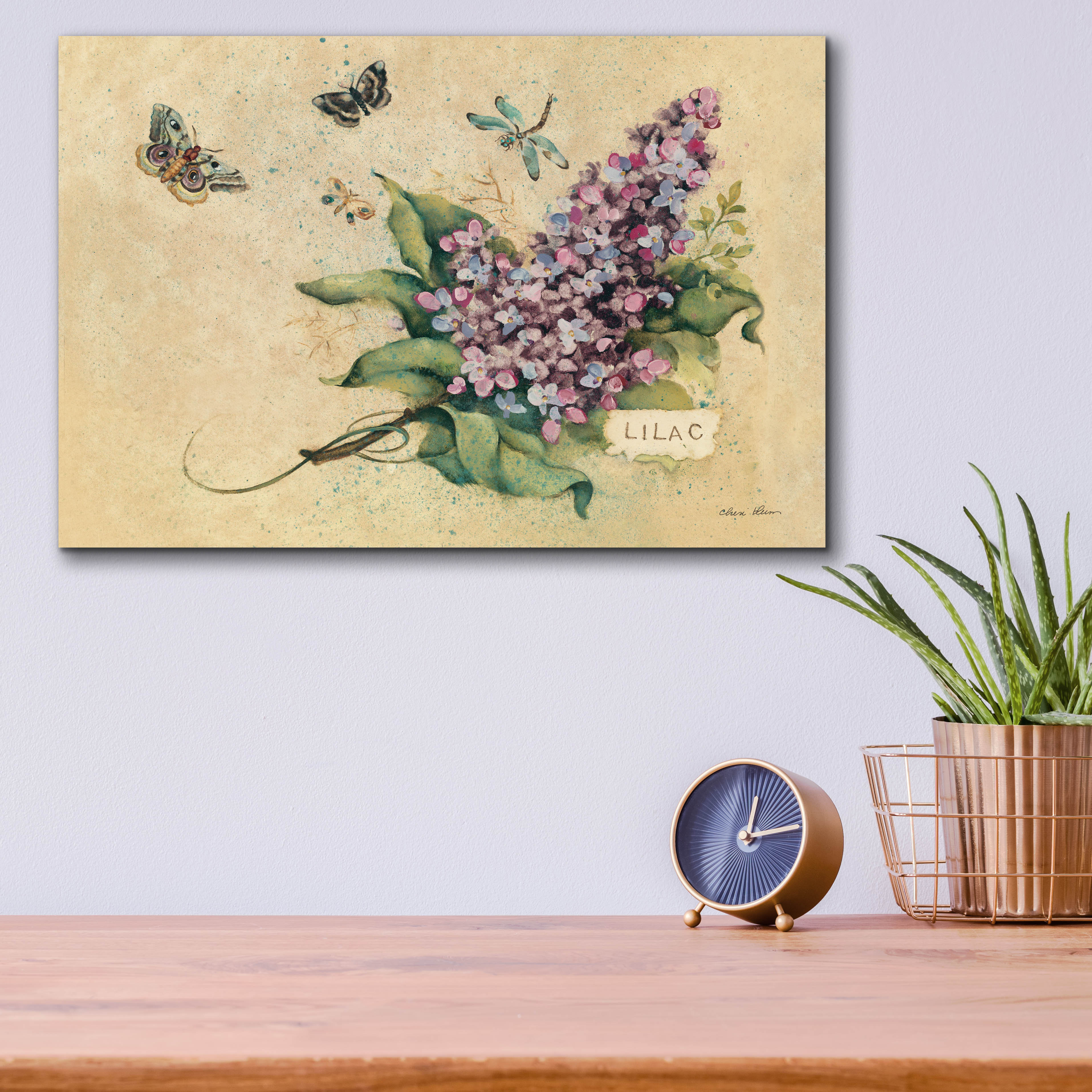 Red Barrel Studio® 'Lilacs And Butterflies' by Cheri Blum Acrylic Glass Wall Art | Wayfair