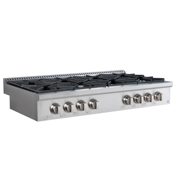 Ancona 48" Black Gas 8 Burner Cooktop | Wayfair