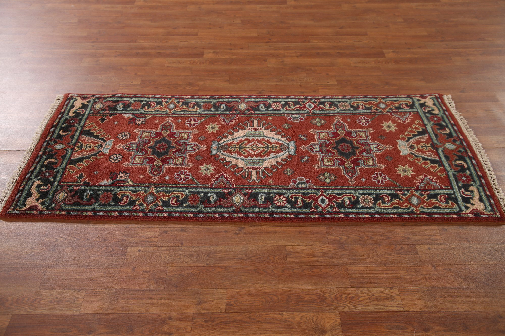 Bungalow Rose Geometric Traditional Indian Wool Rug 3x6 | Wayfair