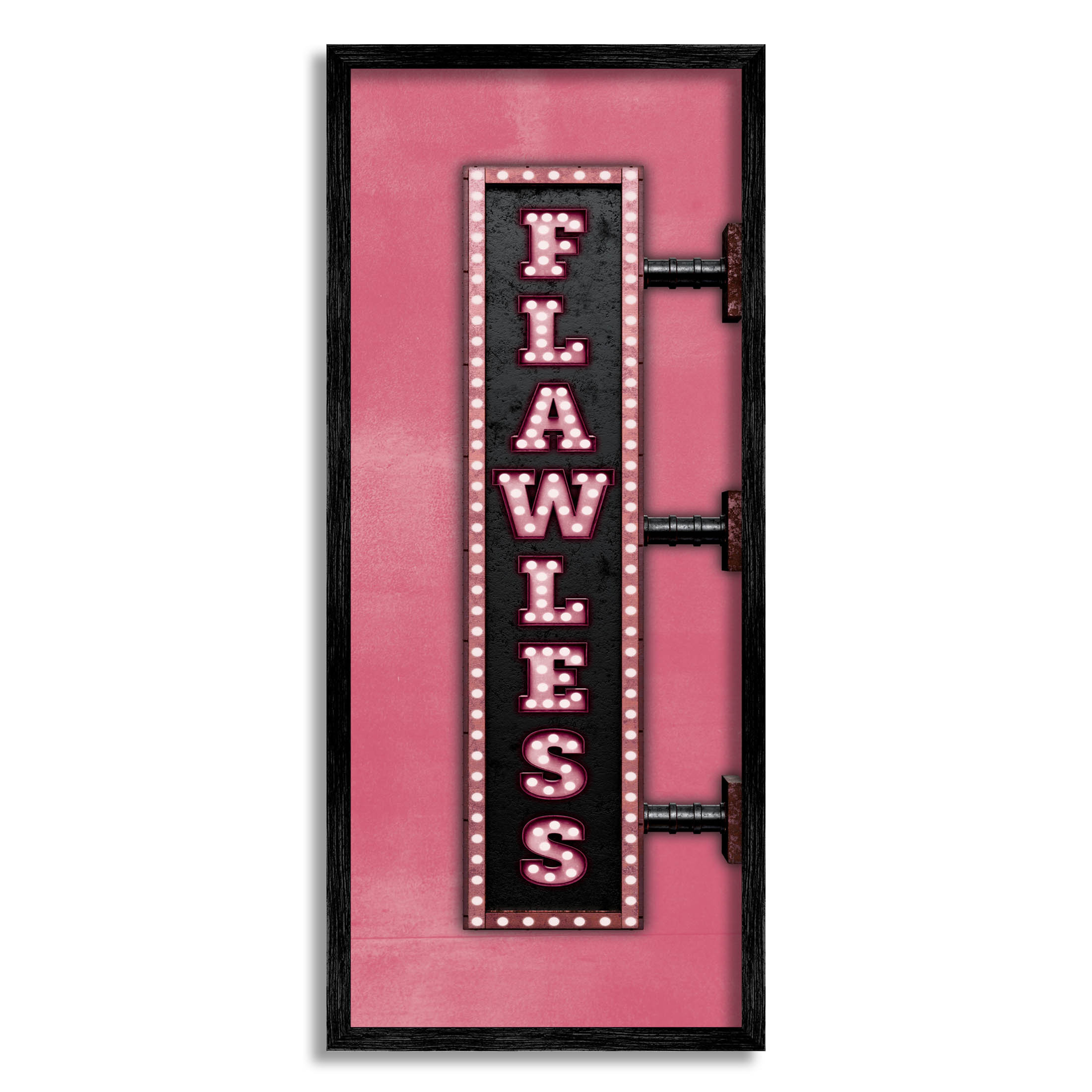 Stupell Industries Pink Flawless Retro Lights Sign Framed Giclee ...