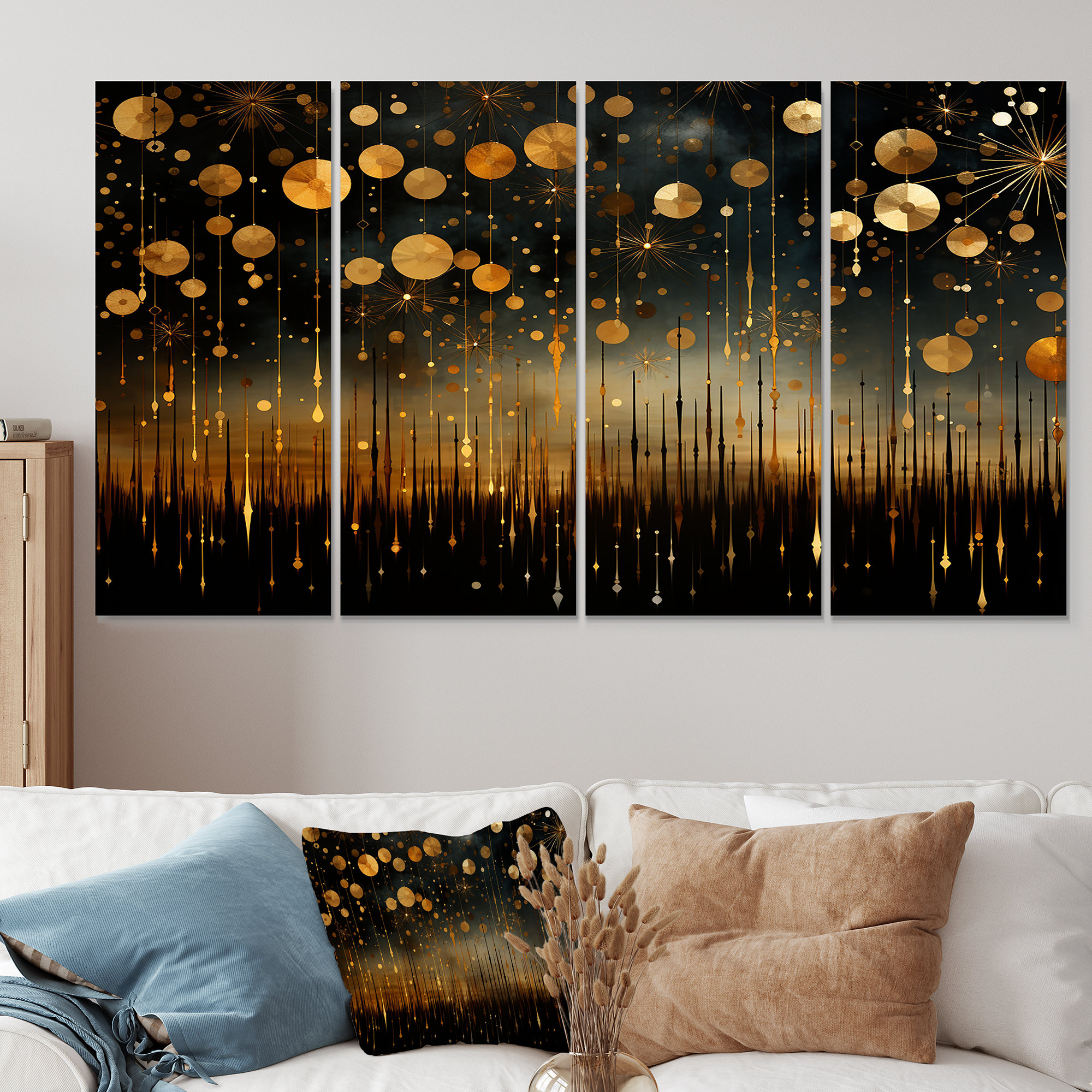 Winston Porter Gold And Black Elegant Fireworks Explosions - Fireworks ...
