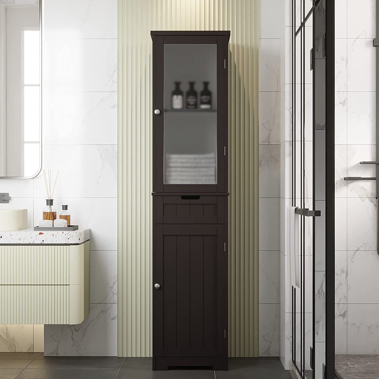 Red Barrel Studio® 16" W x 67" H x 12" D Free-Standing Linen Cabinet ...