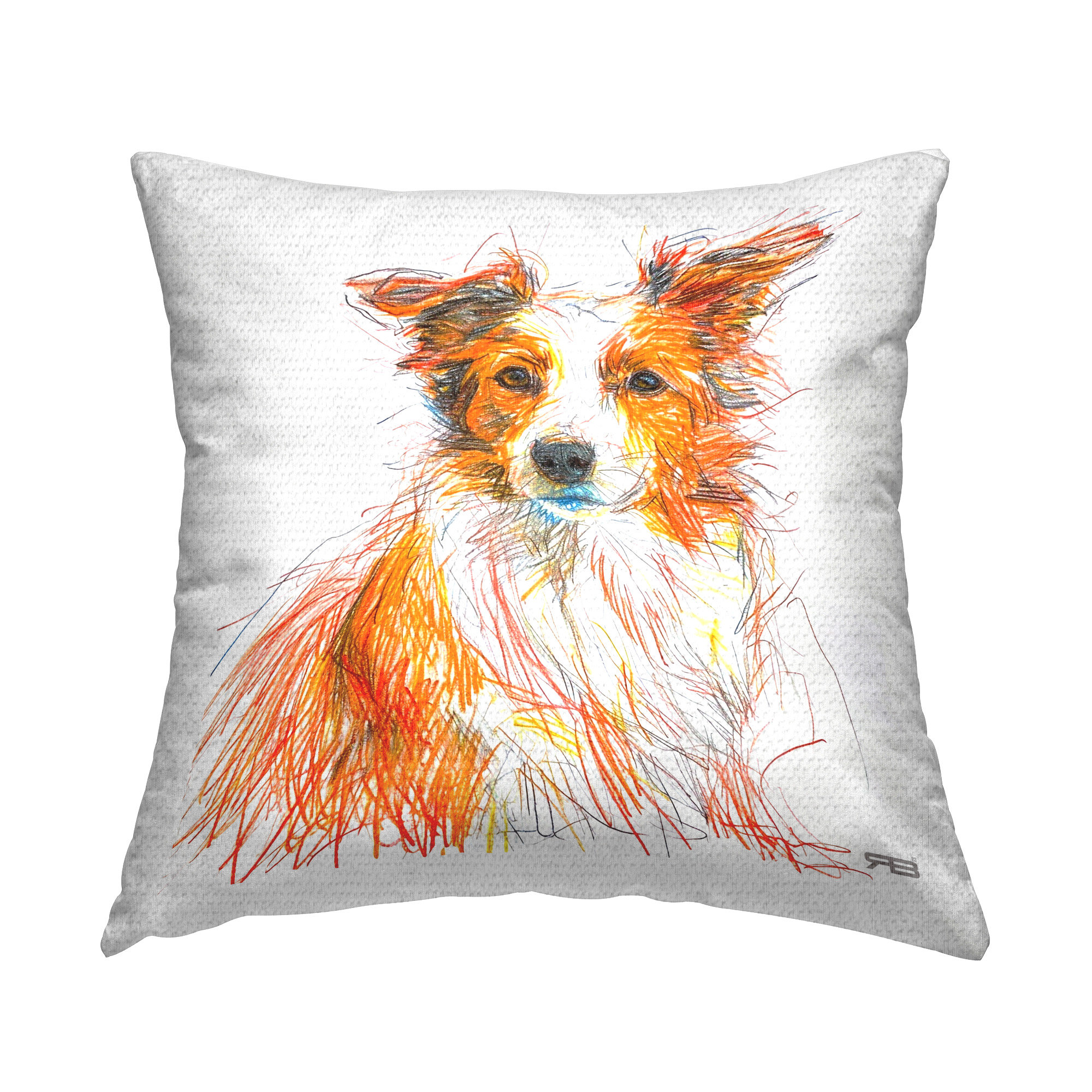 Stupell Industries Collie Dog Sketch Style Printed Outdoor Throw Pillow ...