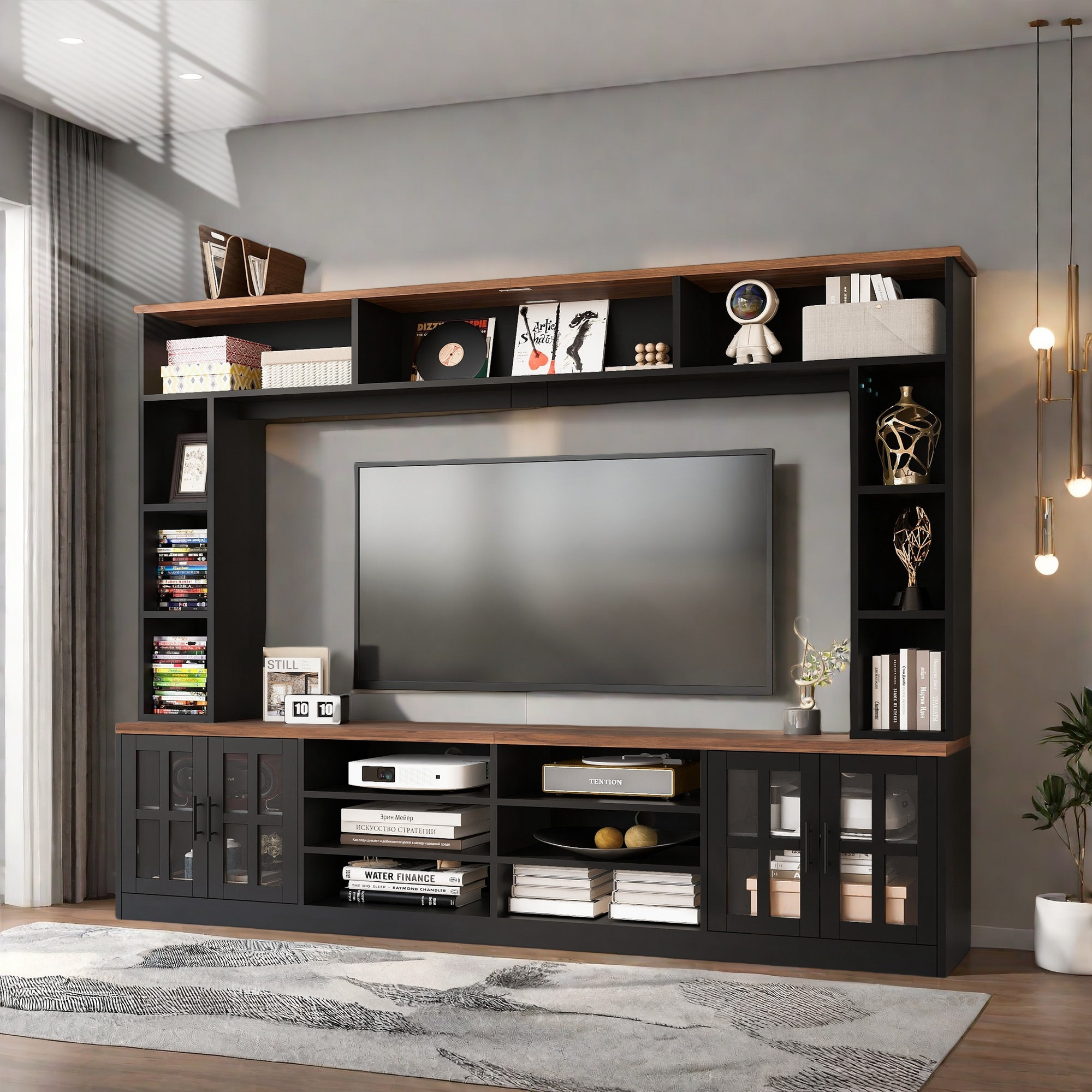 Red Barrel Studio® Entertainment Center With Bookshelves, Display ...