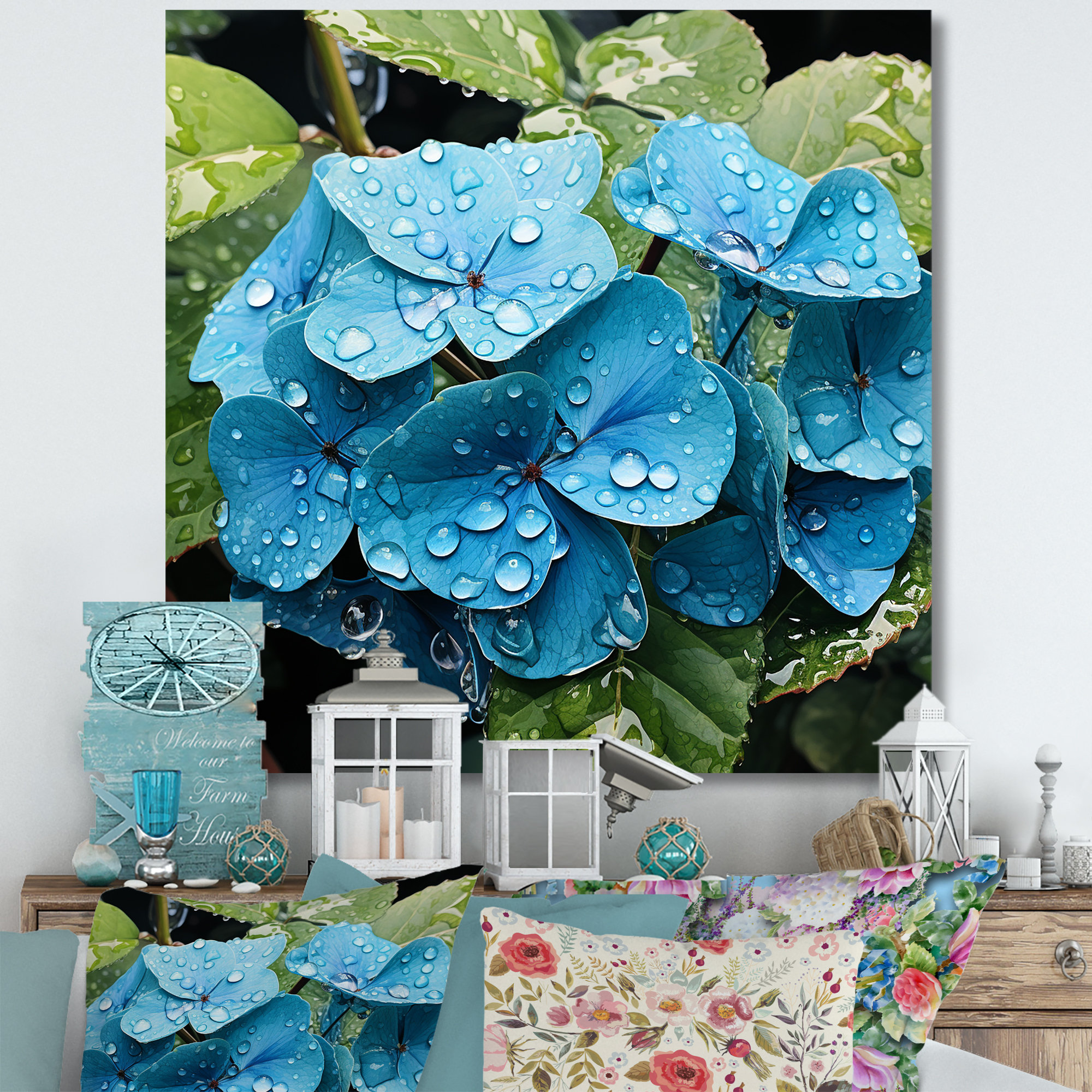 Ebern Designs Blue Hydrangea Flower Elegance I - Hydrangea Wall Art ...