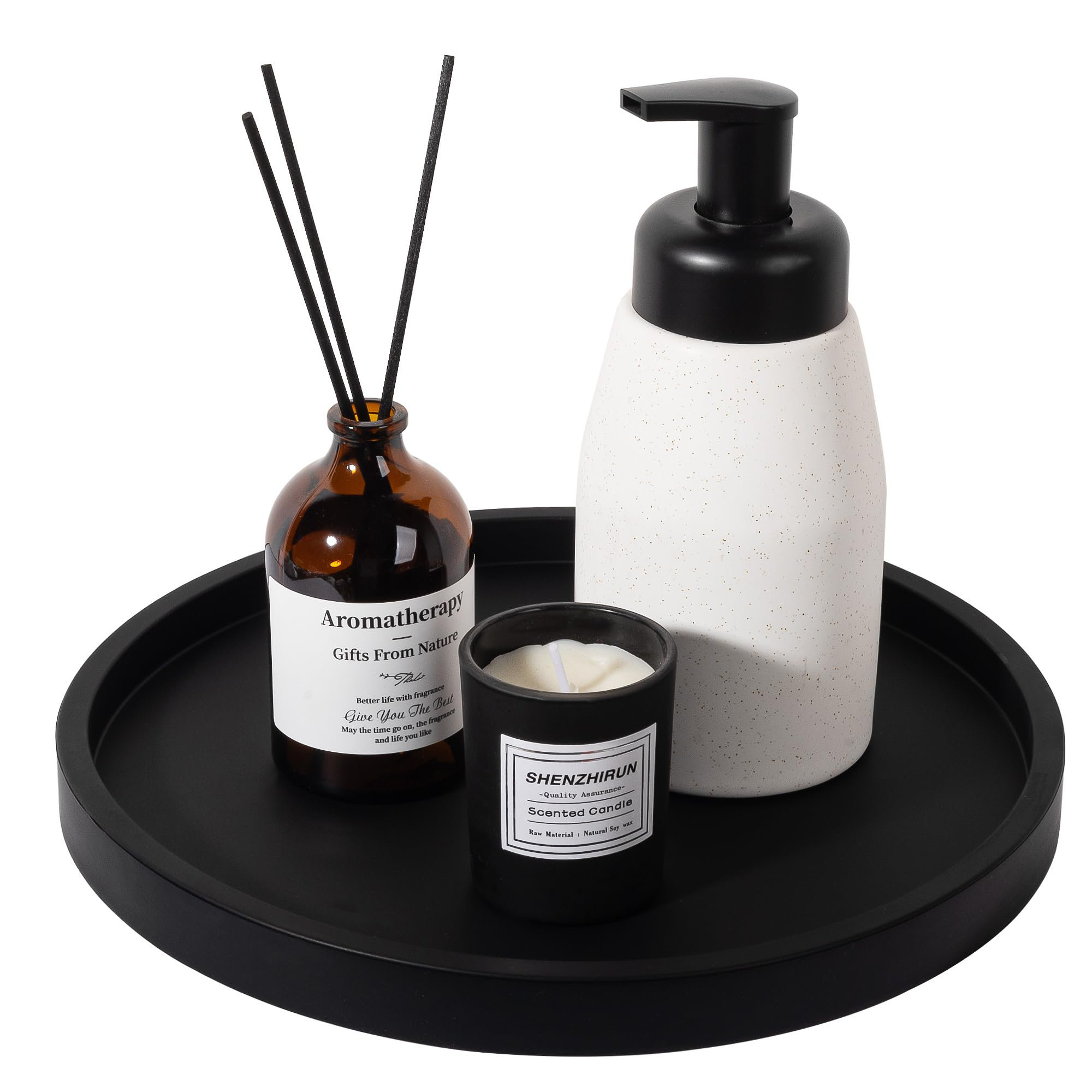 Latitude Run® 10 Inch Silicone Bathroom Tray, Round Vanity Tray Decor ...