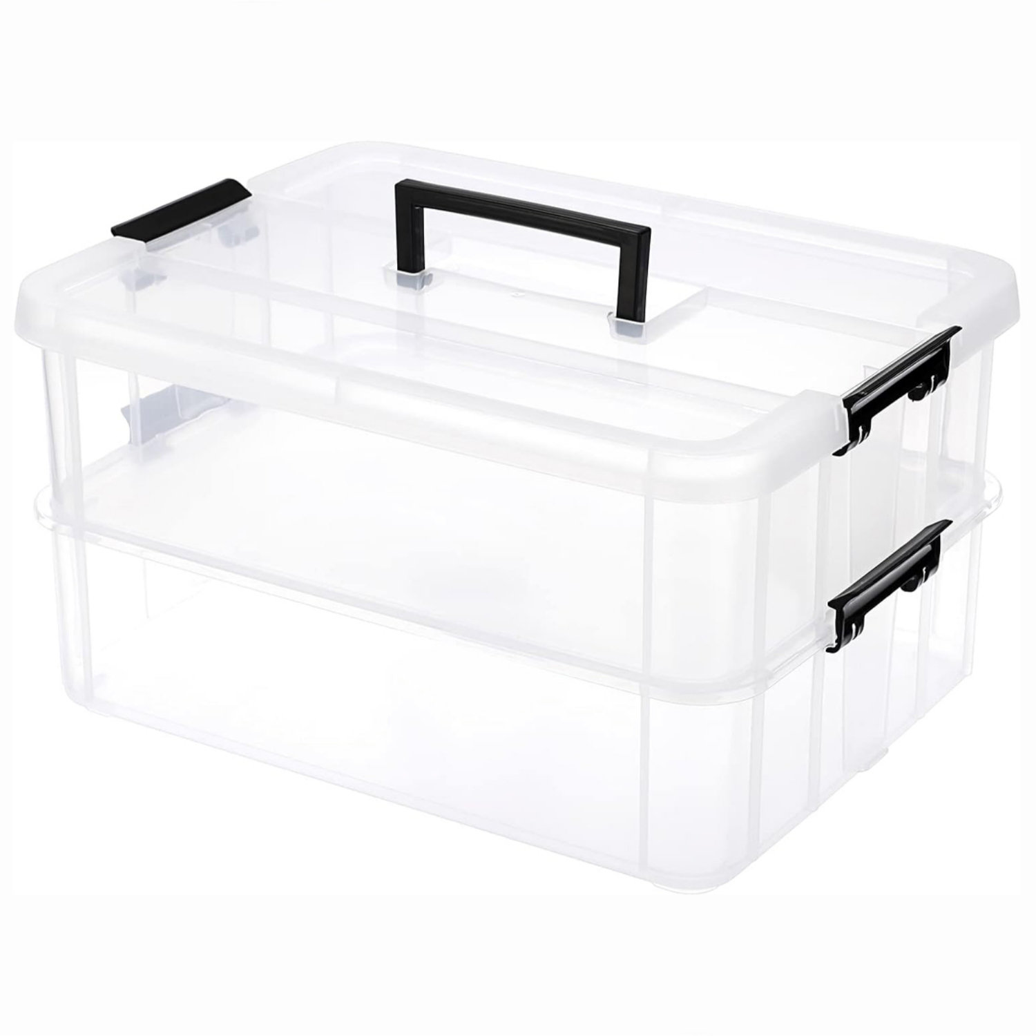 Ameriwood 2-Tiers Stack Carry Storage Box With Handle | Wayfair