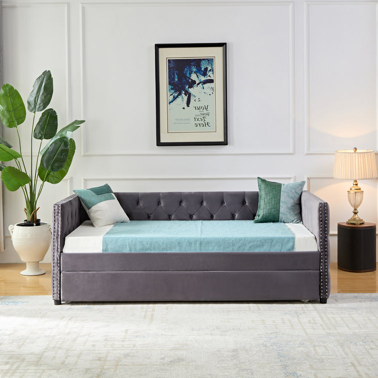 House of Hampton® Jesher Upholstered Daybed with Trundle | Wayfair