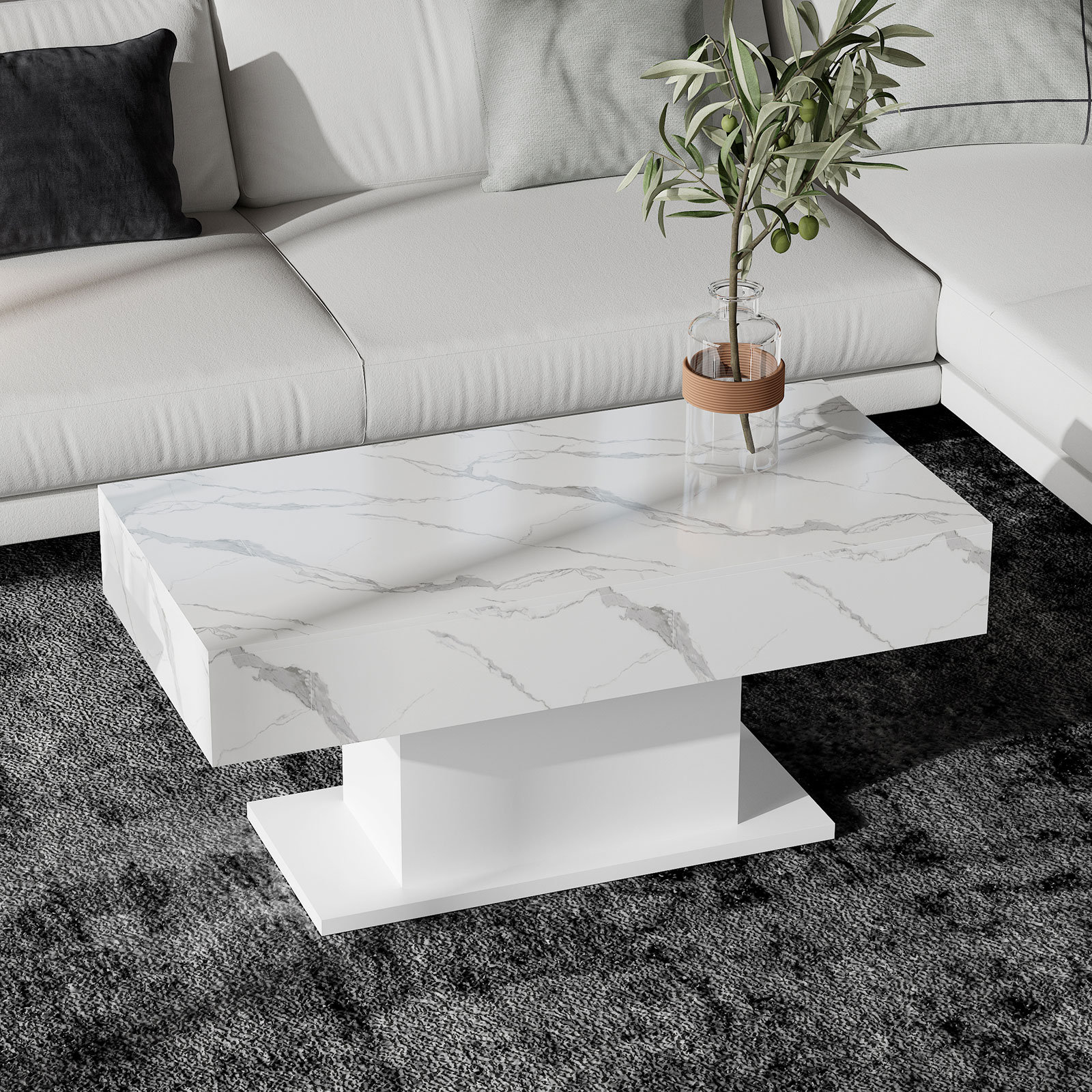 Wrought Studio™ Horacio High Gloss Coffee Table With 16 Colors LED ...