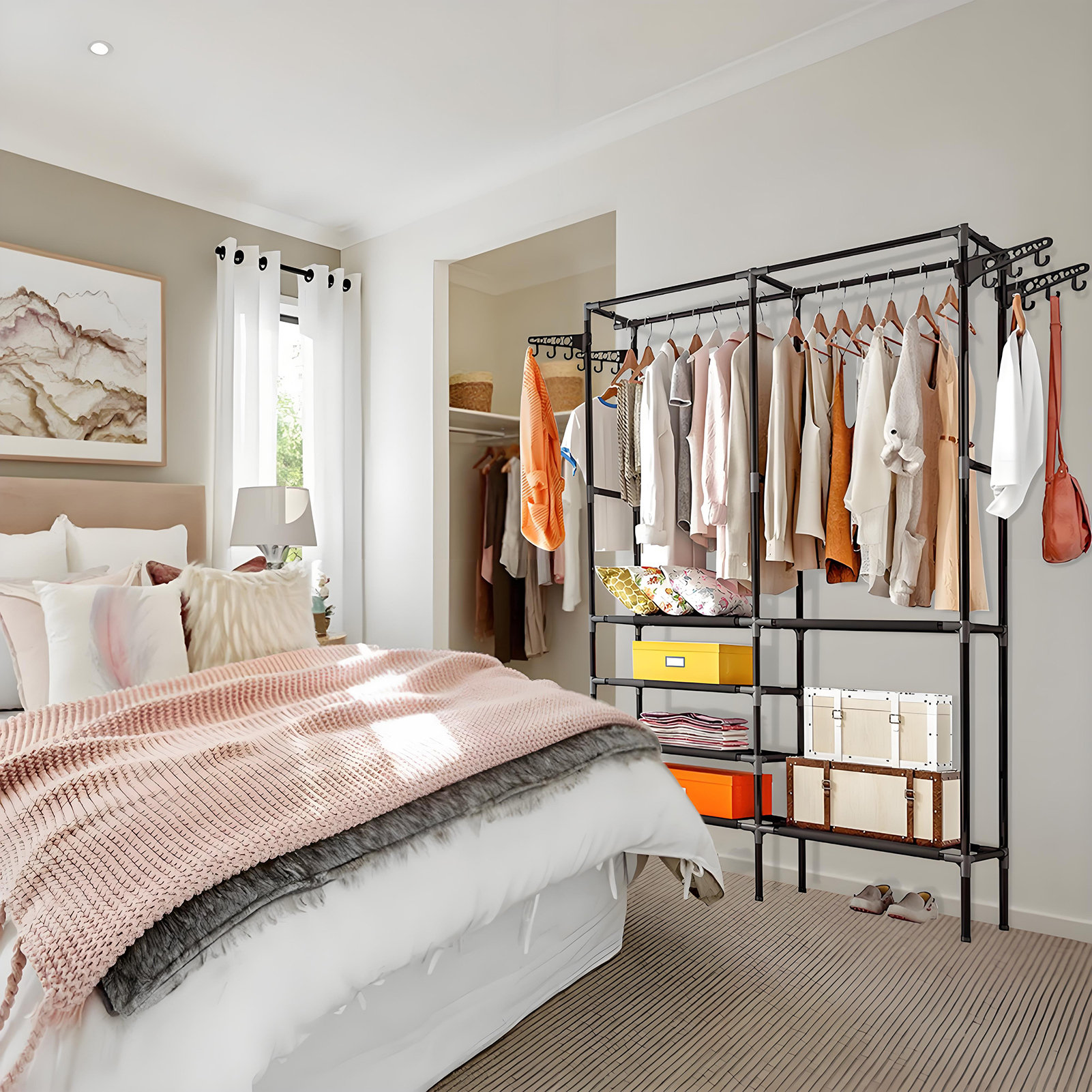 Rebrilliant 4-Tier Garment Rack,Clothes Rack with Extended Hanger ...