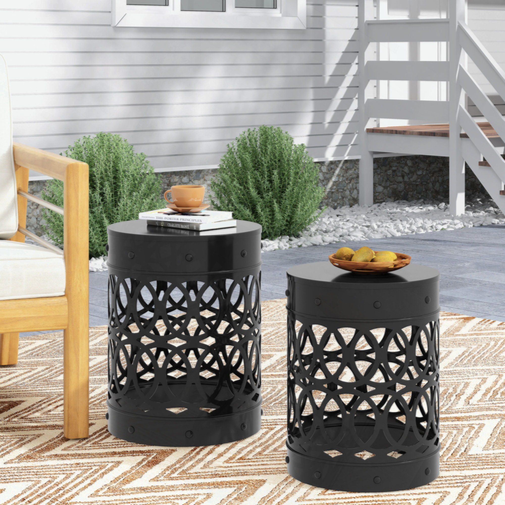 Lark Manor™ Charming Outdoor Metal End Table Set With Stylish Design ...