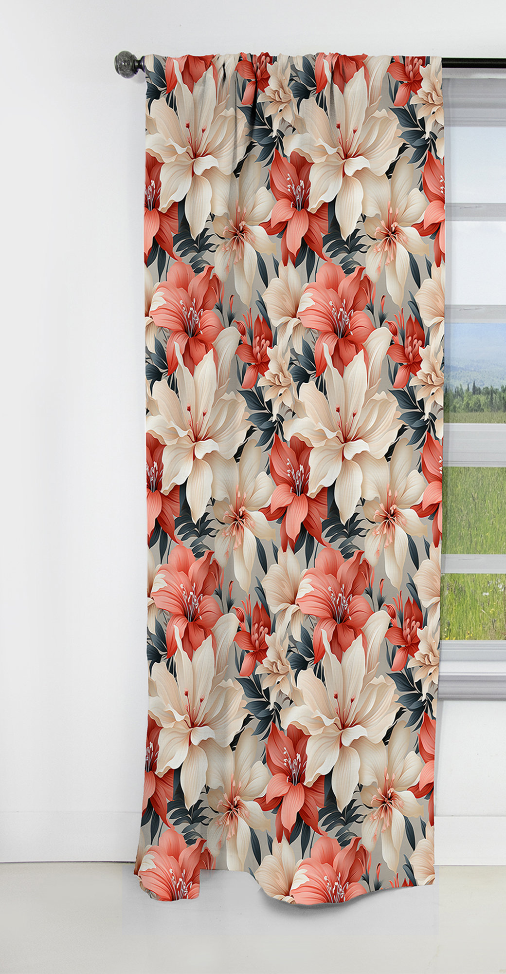 Design Art Tropical Whisper Tropical Pattern III - Floral Curtain ...