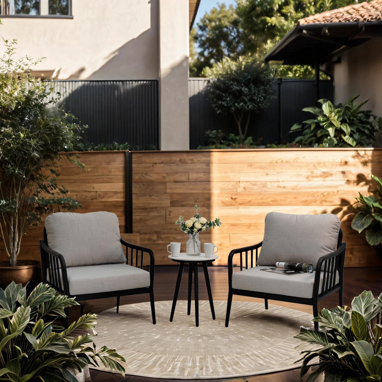 Winston Porter 3-Piece Outdoor Porch Aluminum Patio Furniture- Ember ...
