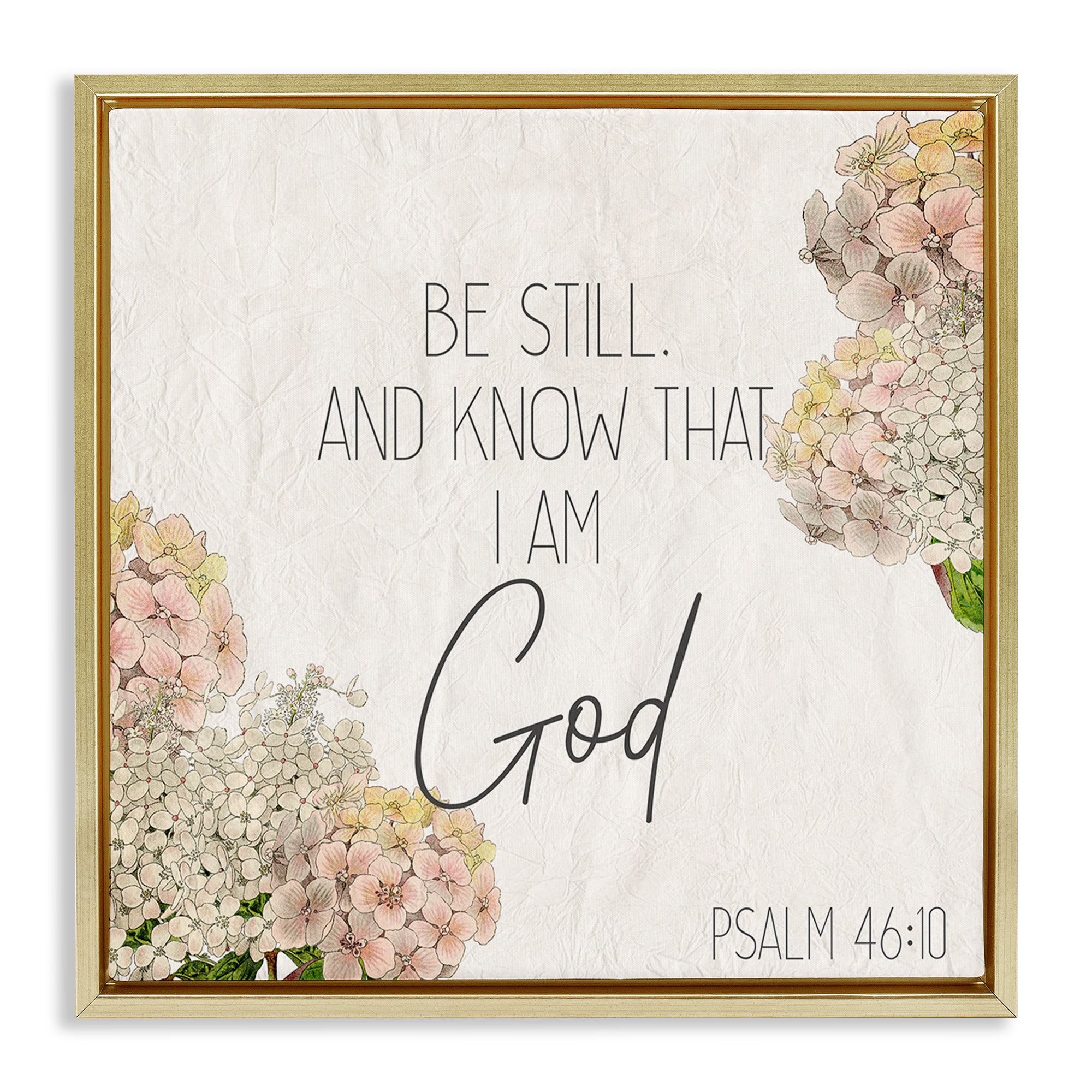 Trinx Be Still Religious Flower Word Design Framed Floater Canvas Wall ...