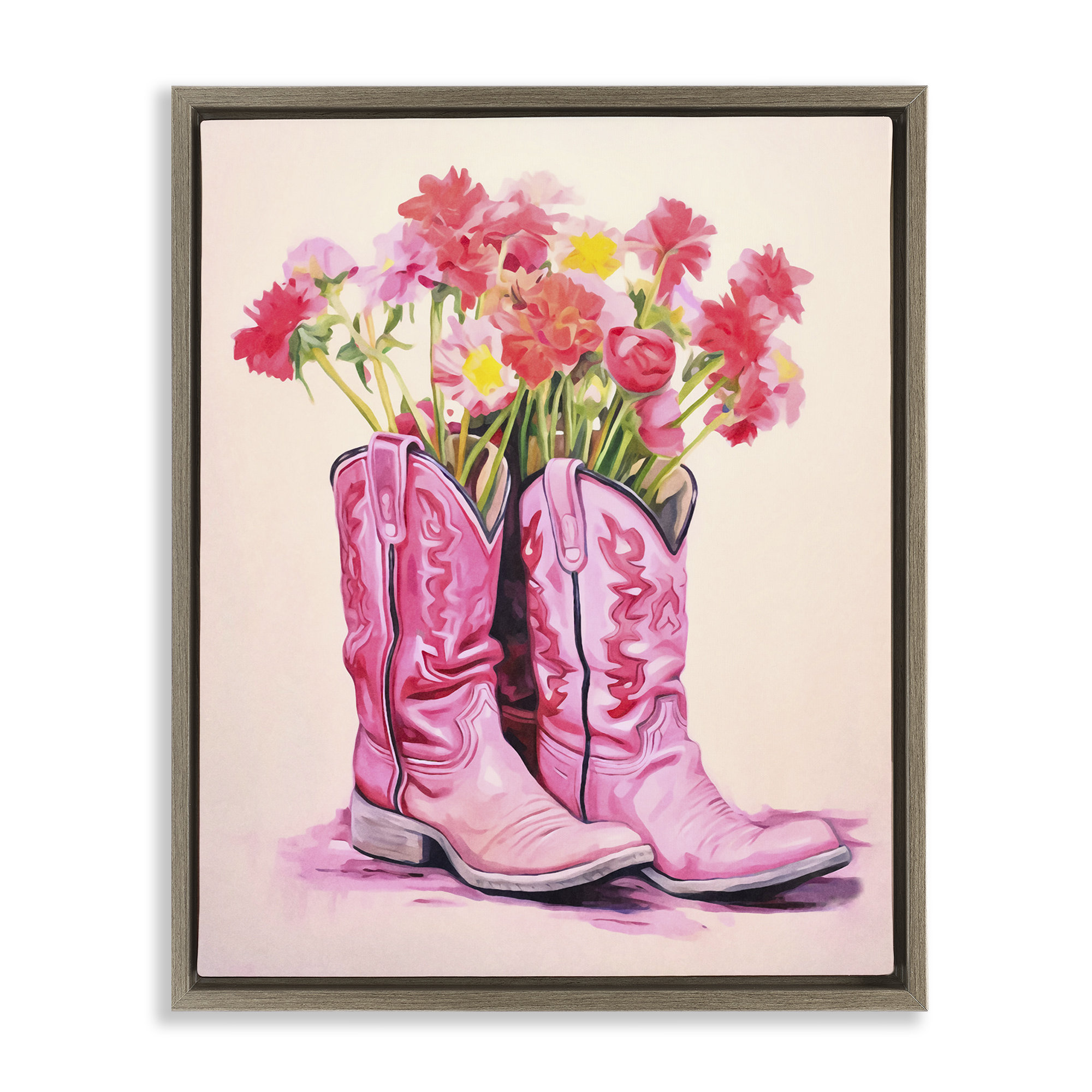 August Grove® Pastel Western Whimsy Framed Floater Canvas Wall Art by ...