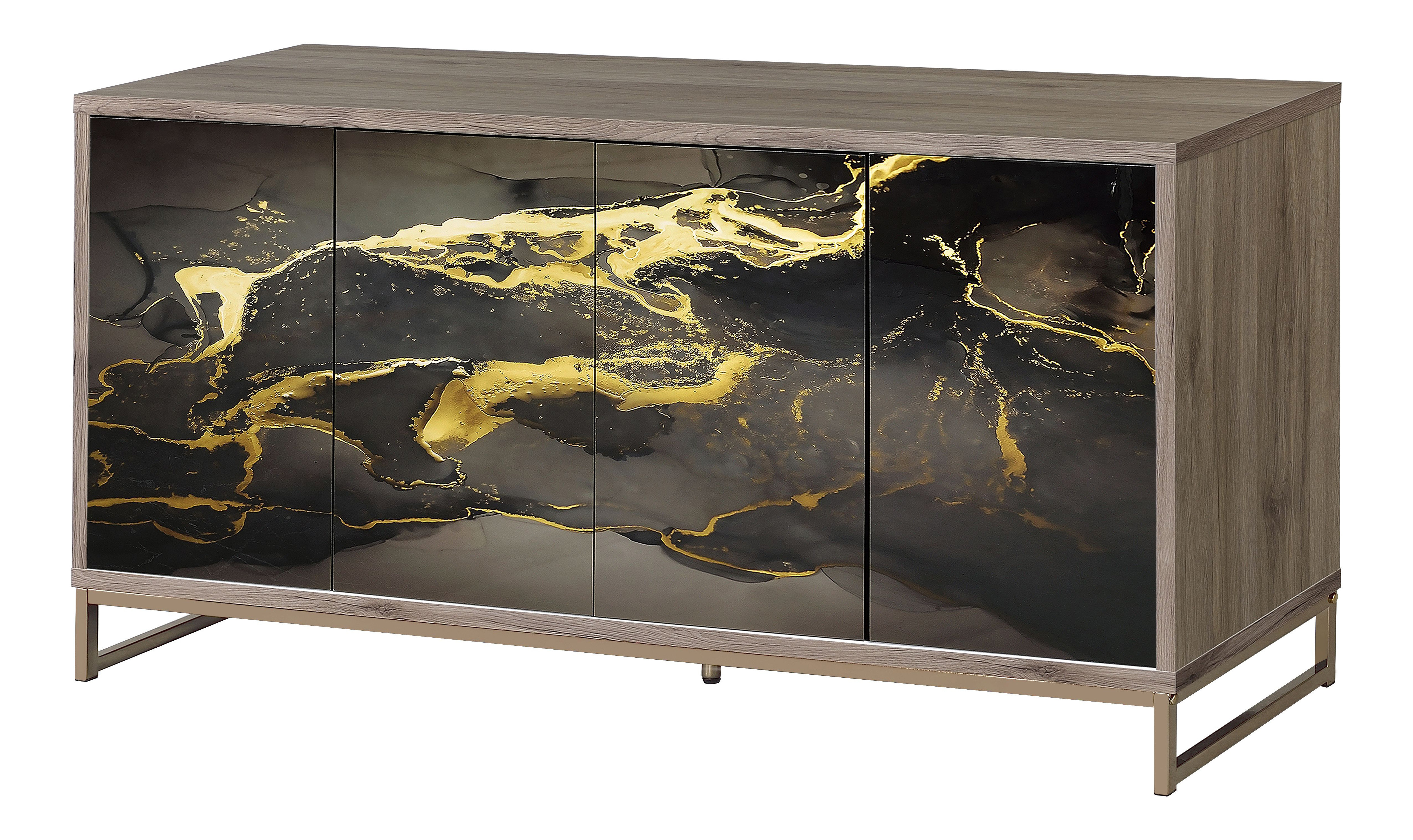 Everly Quinn Belterra Rectangular Accent Cabinet in Oak and Champagne ...