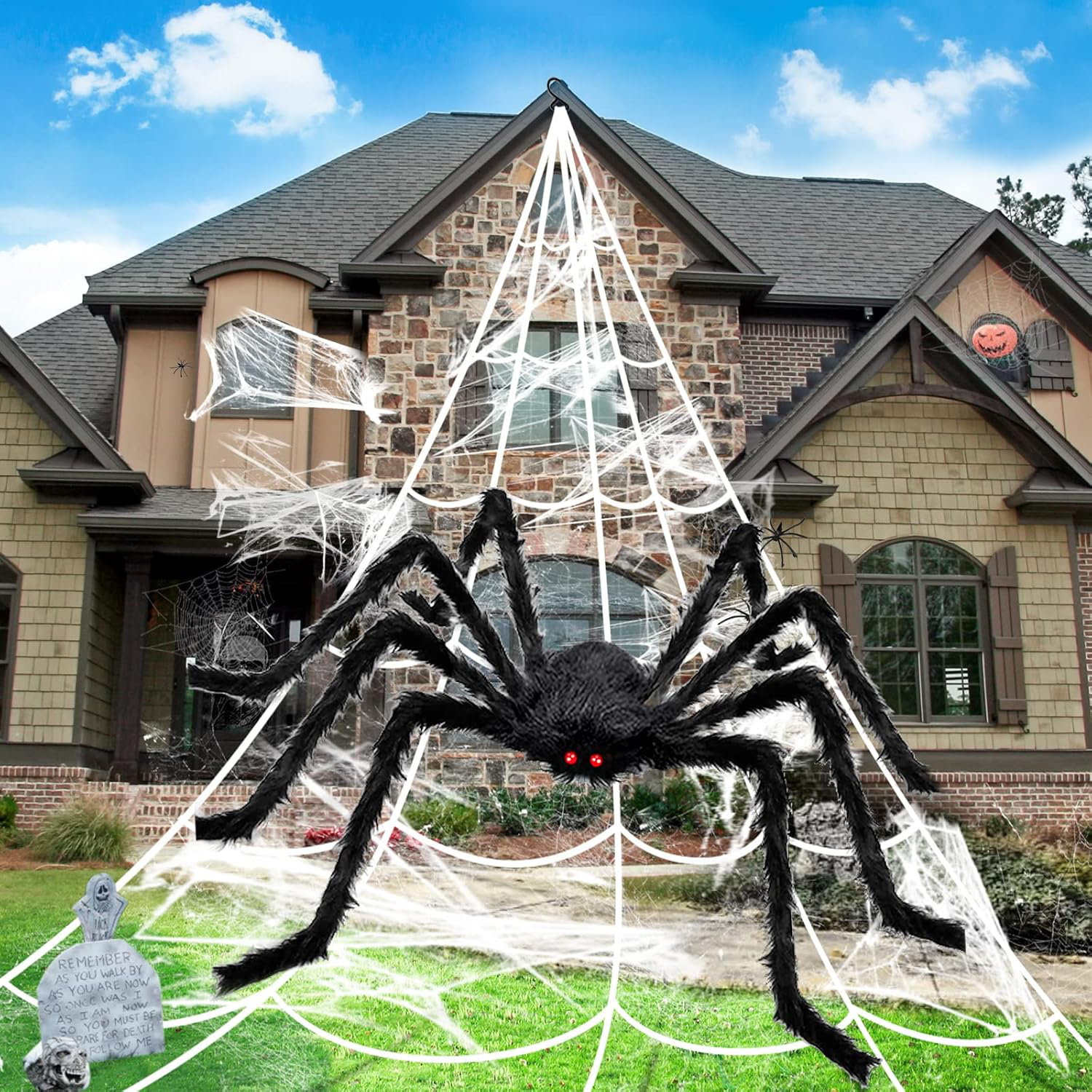 The Holiday Aisle® Halloween Decorations Outdoor Spider Webs 1Pcs Giant ...
