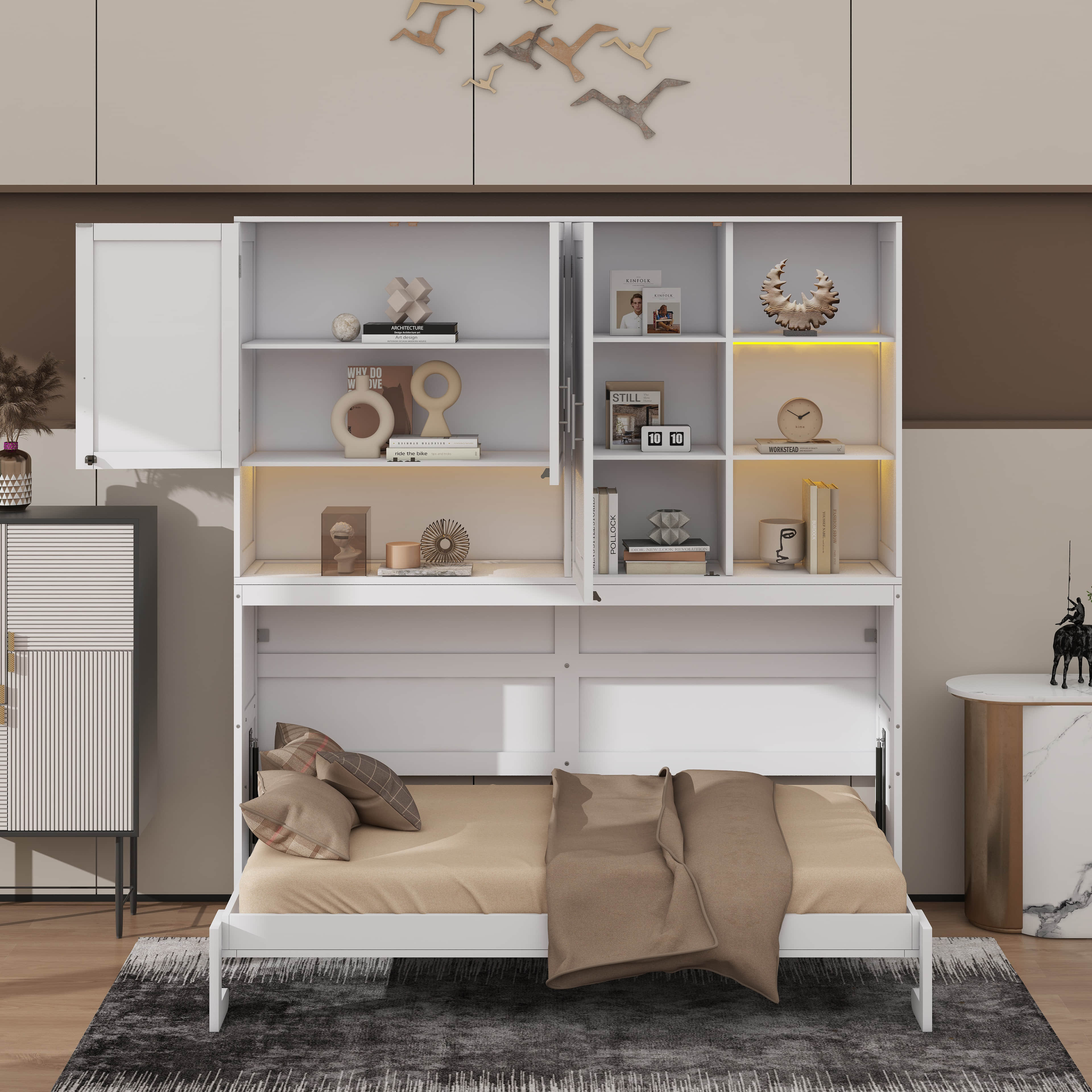 Red Barrel Studio® Space-Saving Twin-Size Murphy Bed With Overhead ...