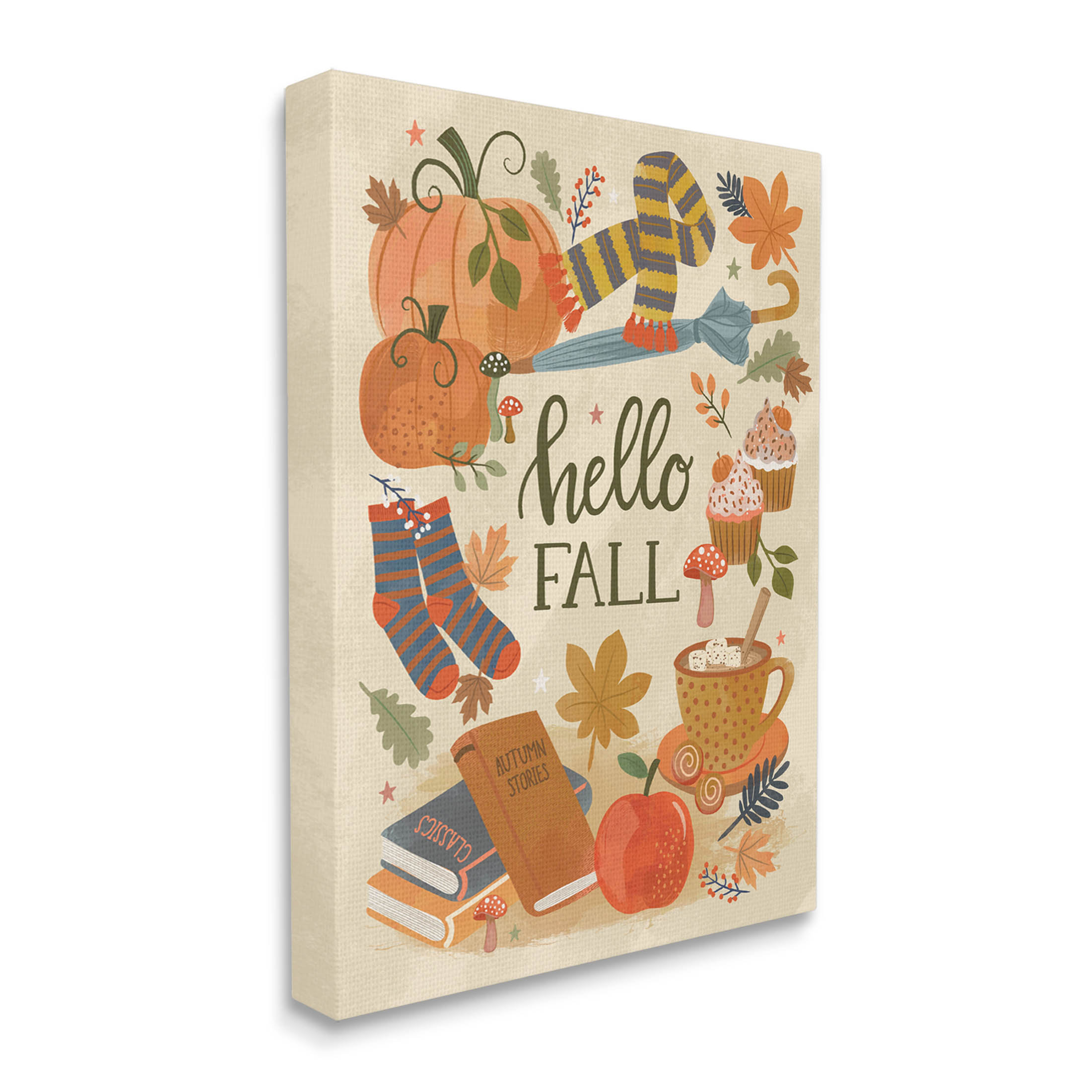 Stupell Industries Hello Fall Cozy Autumn Items Canvas Wall Art By Lisa ...