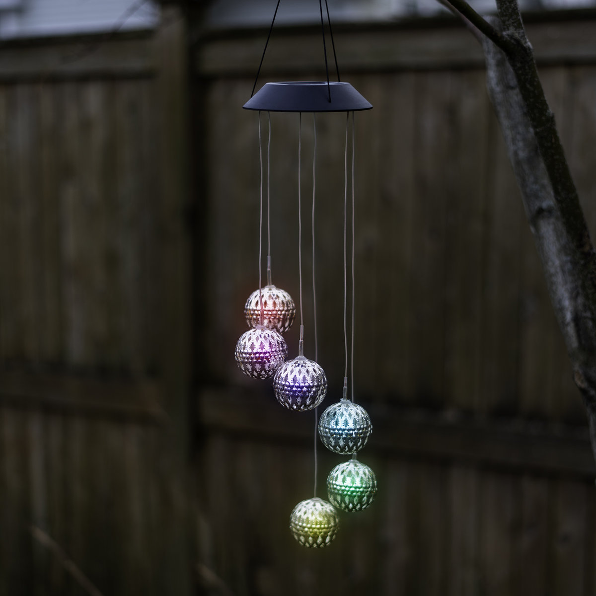 Touch of ECO Solar Powered LED Globes Color Changing Mobile Wind Chime ...