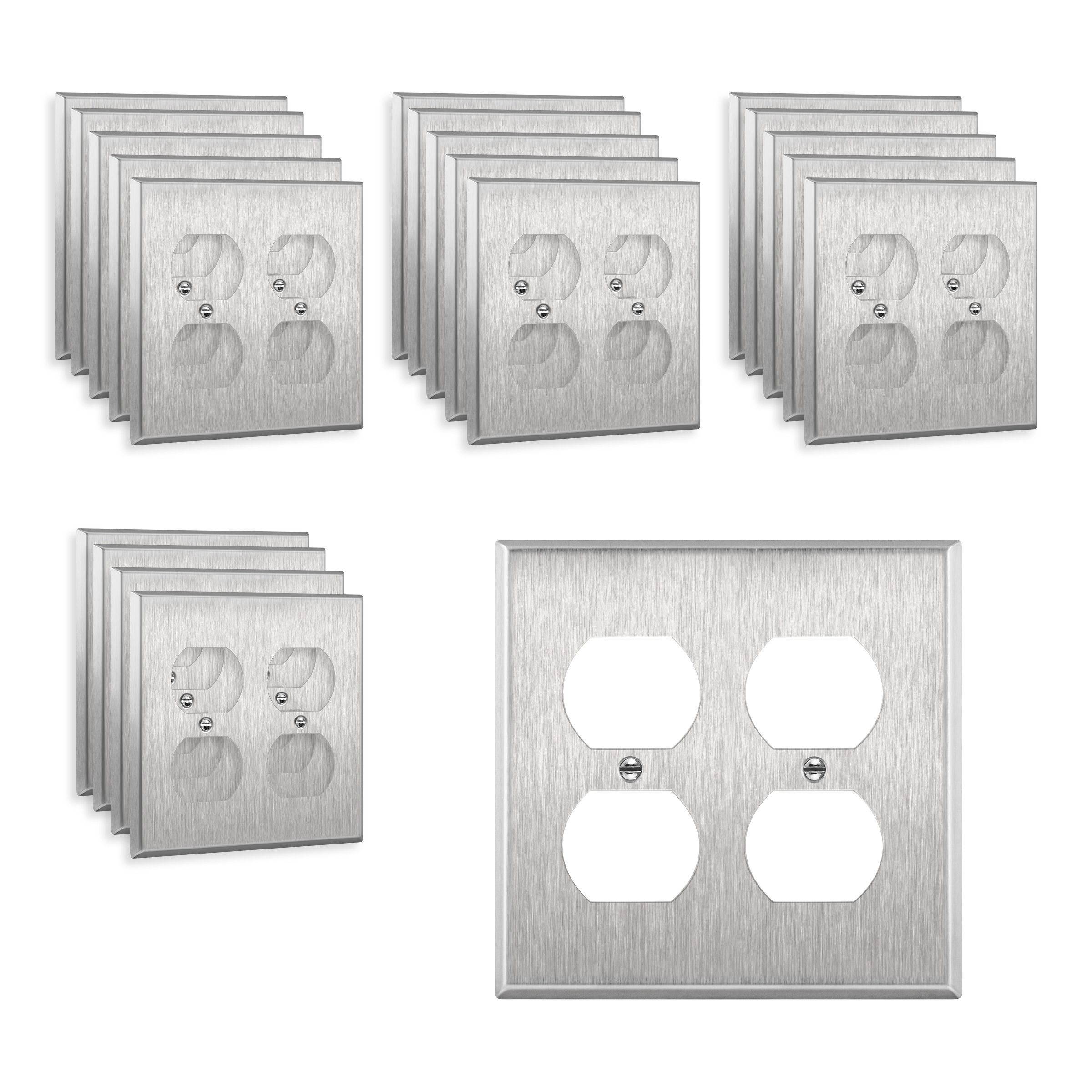 Enerlites 2 - Gang Duplex Outlet Standard Metal Wall Plate | Wayfair