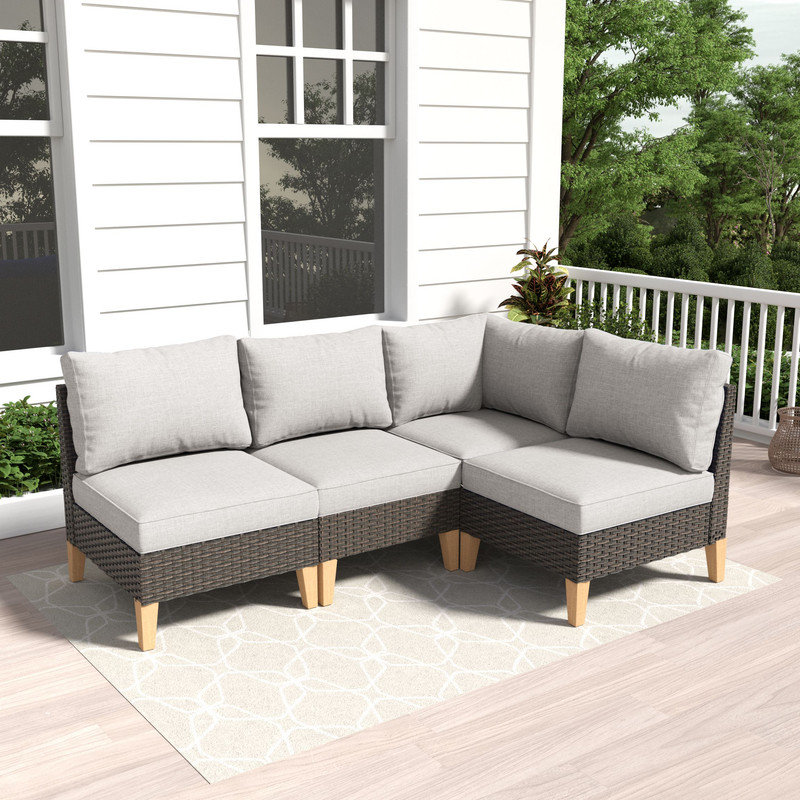 Ebern Designs Makayla 108'' Wide Outdoor L-Shaped Patio Sectional with ...