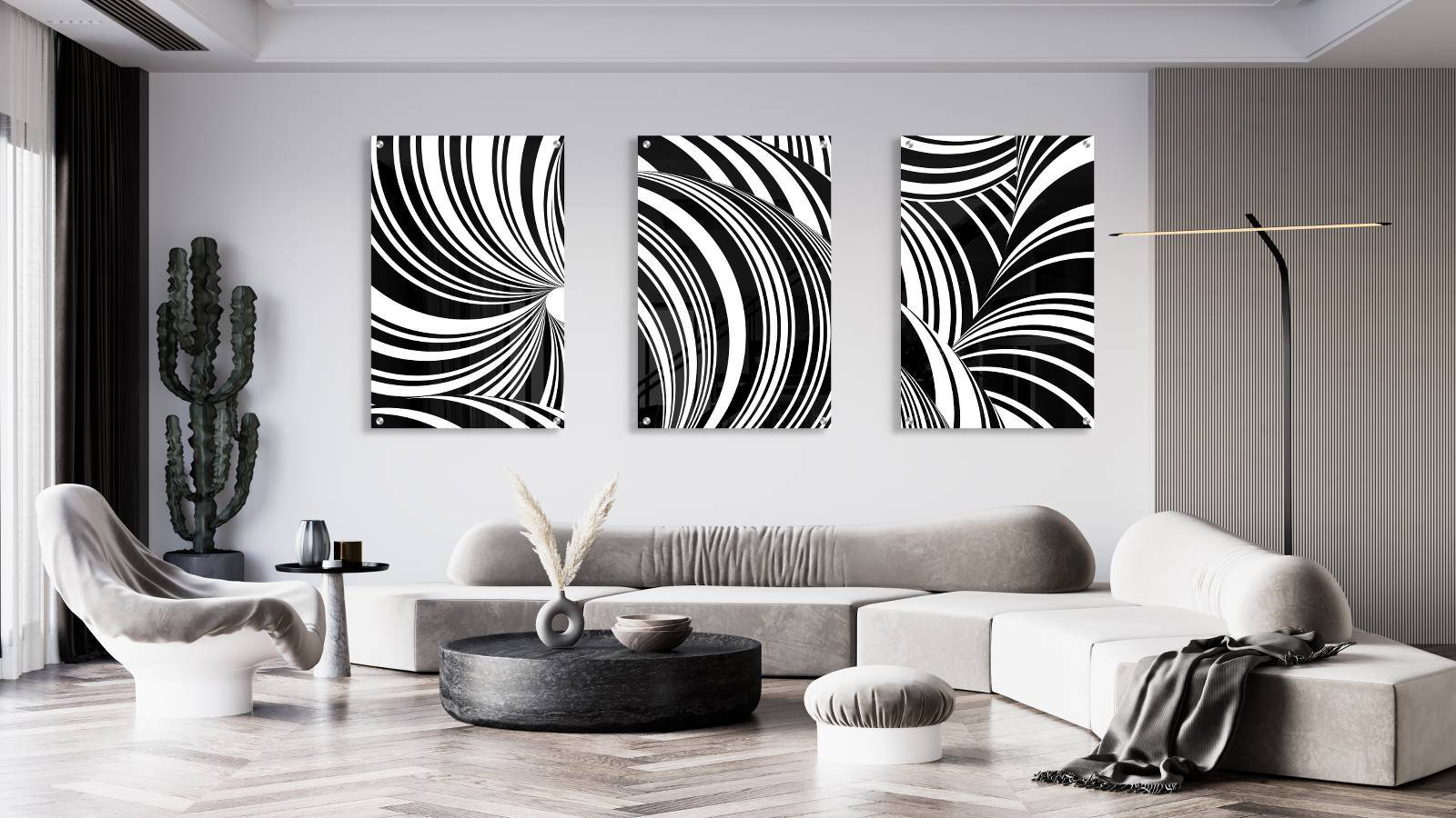 UniQstiQ Black and White Design Set of 3 Prints Modern Wall Art Modern ...