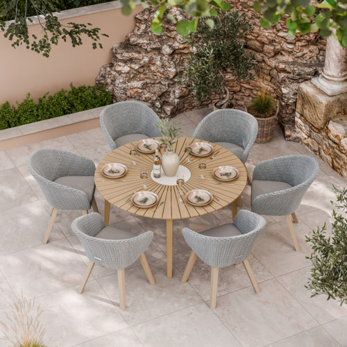 Royal Craft Roma Round 7 - Piece 6 - Person 150cm L Outdoor Table Set ...