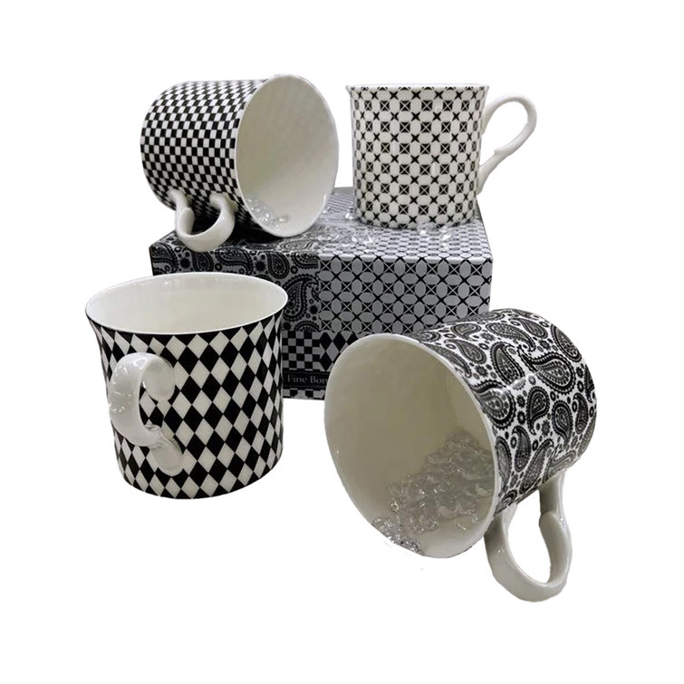 TurnStaar SHADES OF GREY Premium Fine Bone China Set Of 4 Cups ...