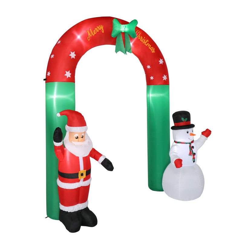 The Holiday Aisle® Tall Christmas Arch With Snowman And Santa ...