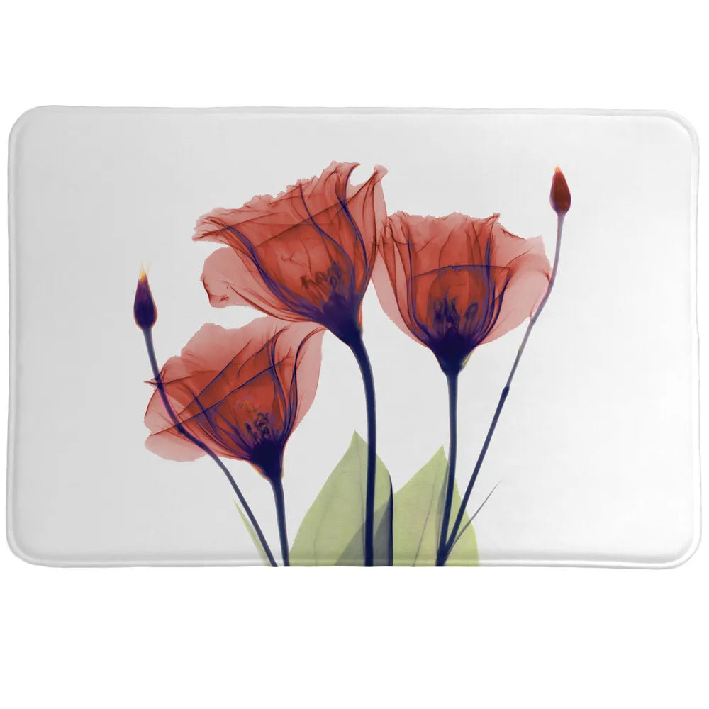 East Urban Home Lillis Red Gentian X-Ray Flowers Memory Foam Rug | Wayfair
