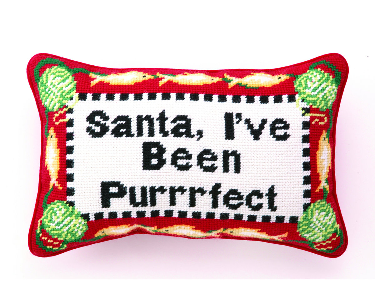 Peking Handicraft Cat Purrrfect Needlepoint Petite Holiday Throw Pillow ...