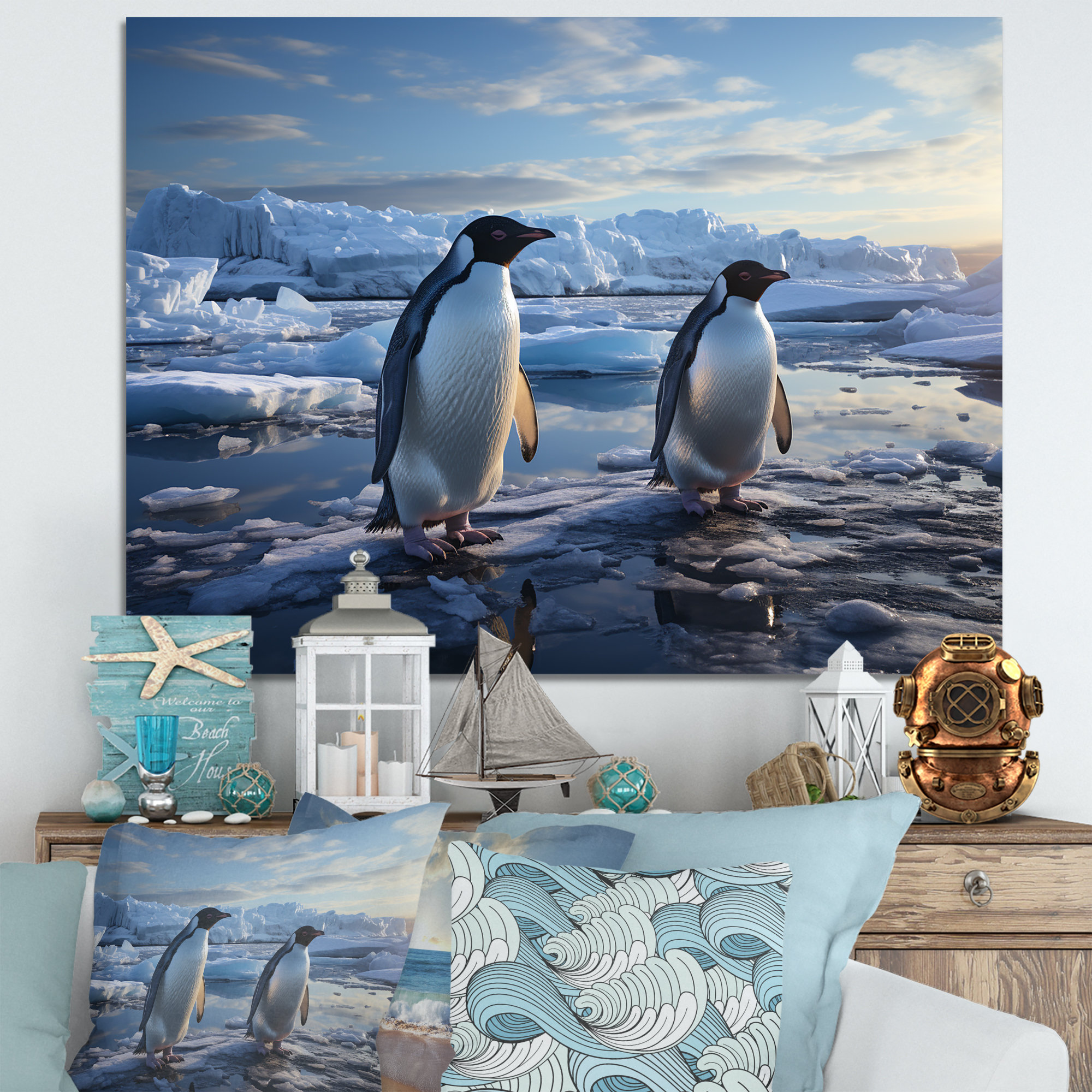 Highland Dunes Penguin Waddle Of Elegance I - Penguin Wall Art Living ...
