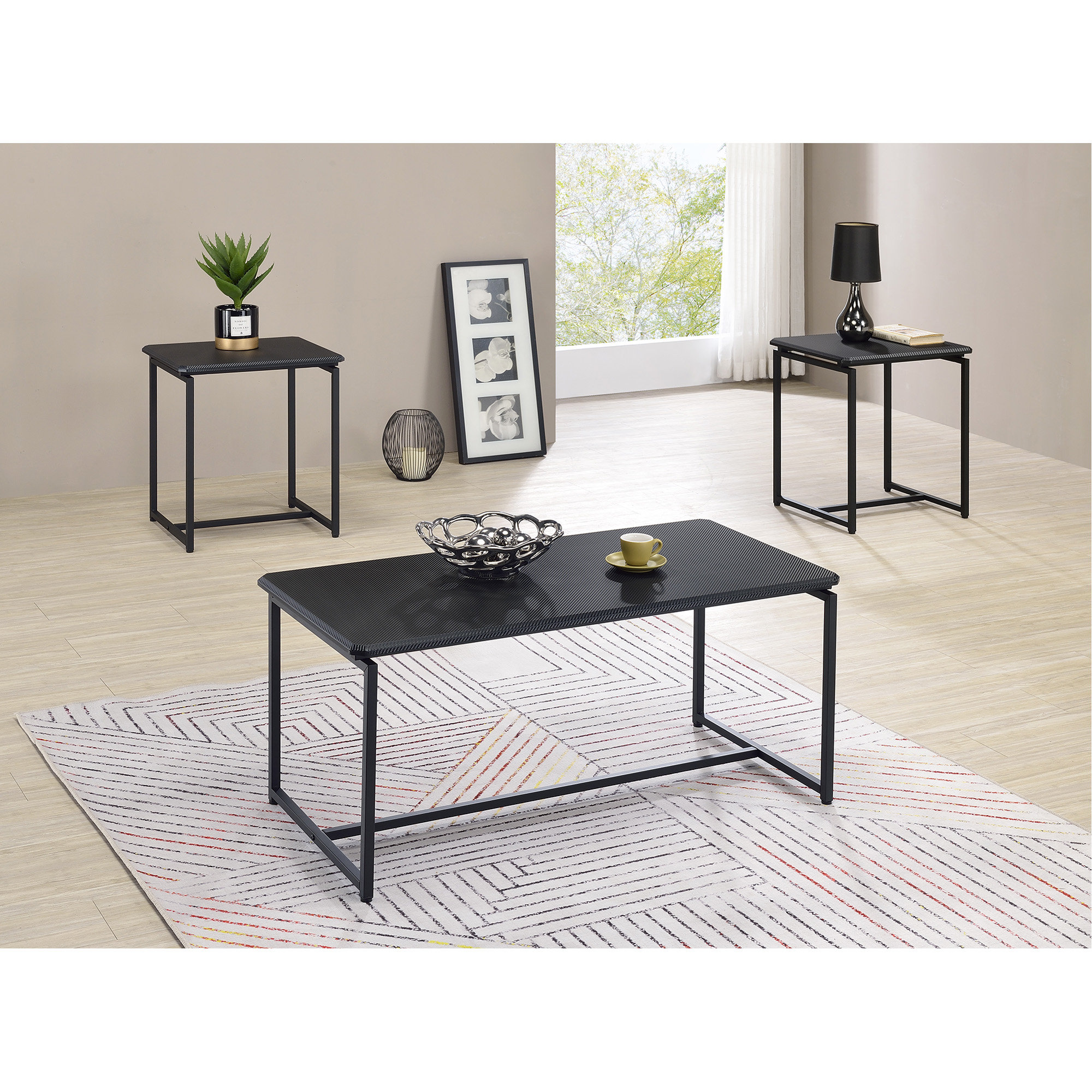 Wentygam Stylish Carbon Fiber Wrapped Table Set For A Modern And ...