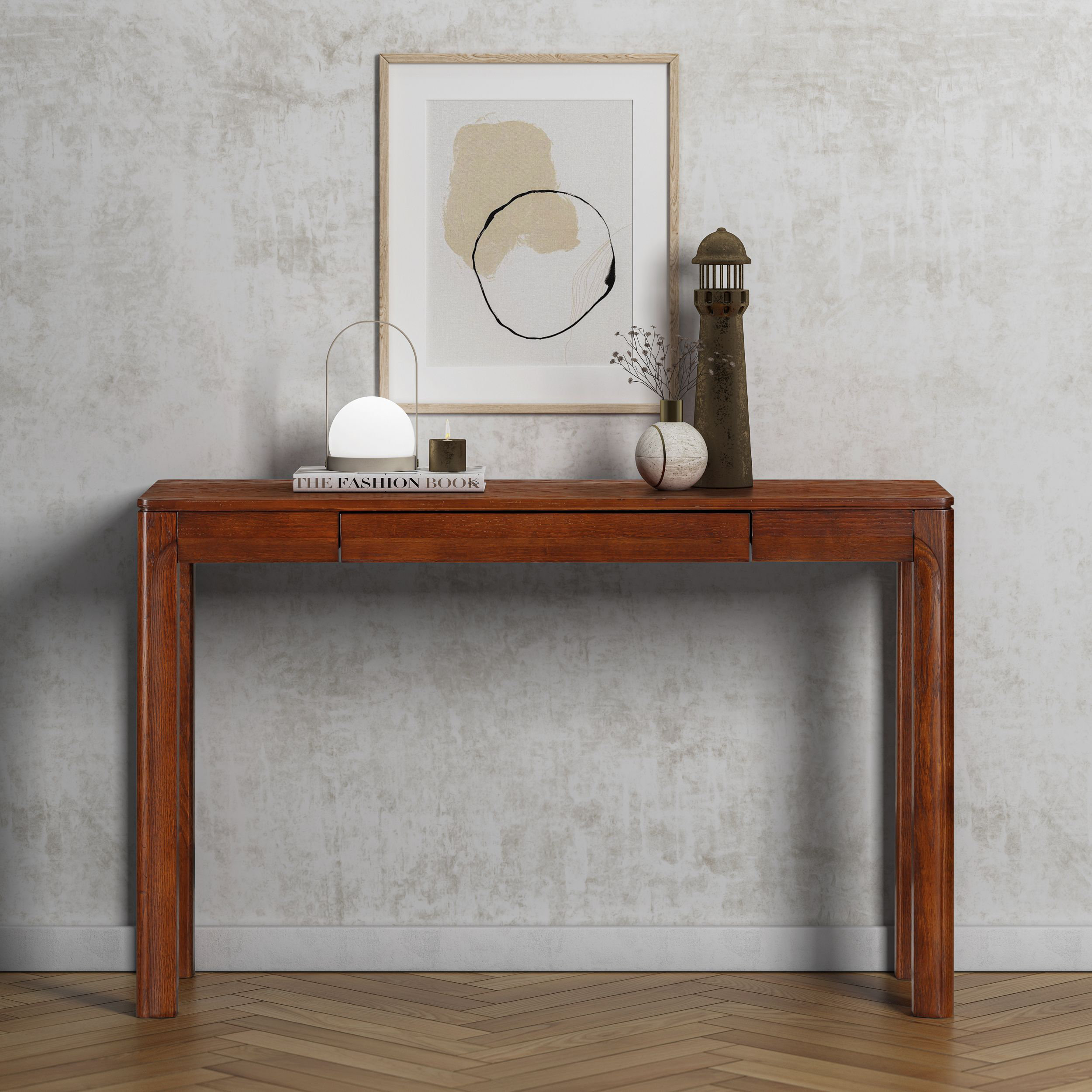 NTC Flow Modern Wooden Rectangle Console Table with Hidden Drawer ...