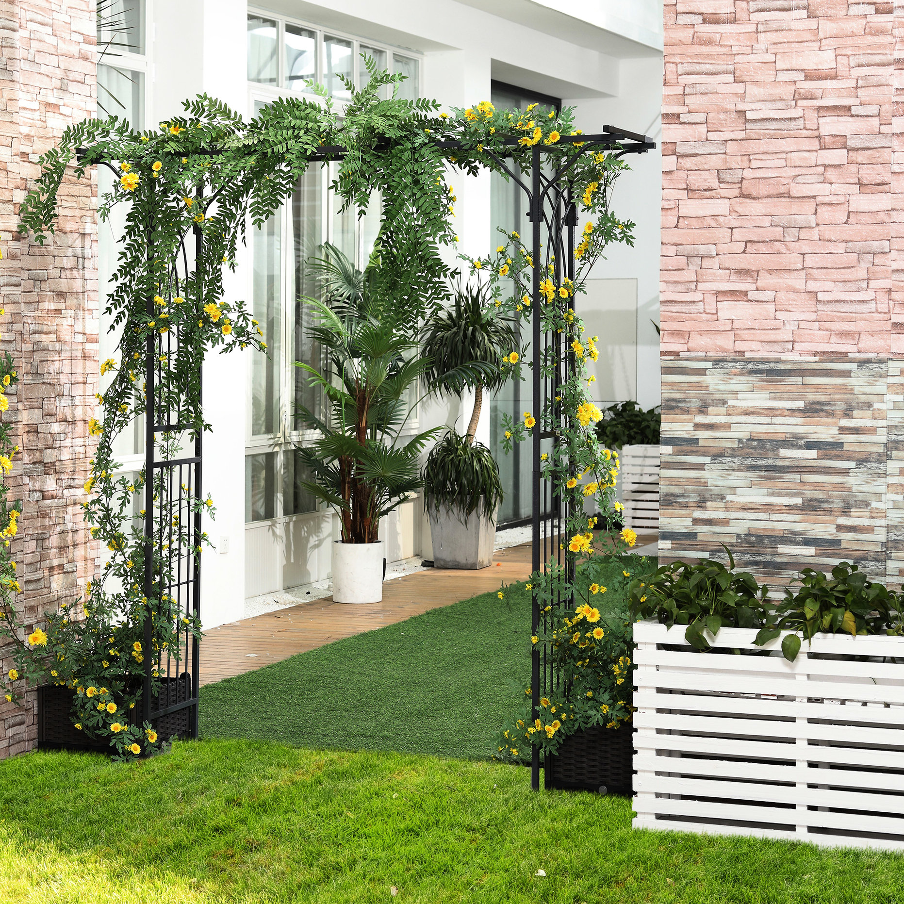 Red Barrel Studio® 82'' Metal Garden Trellis Arch With Strong Steel ...