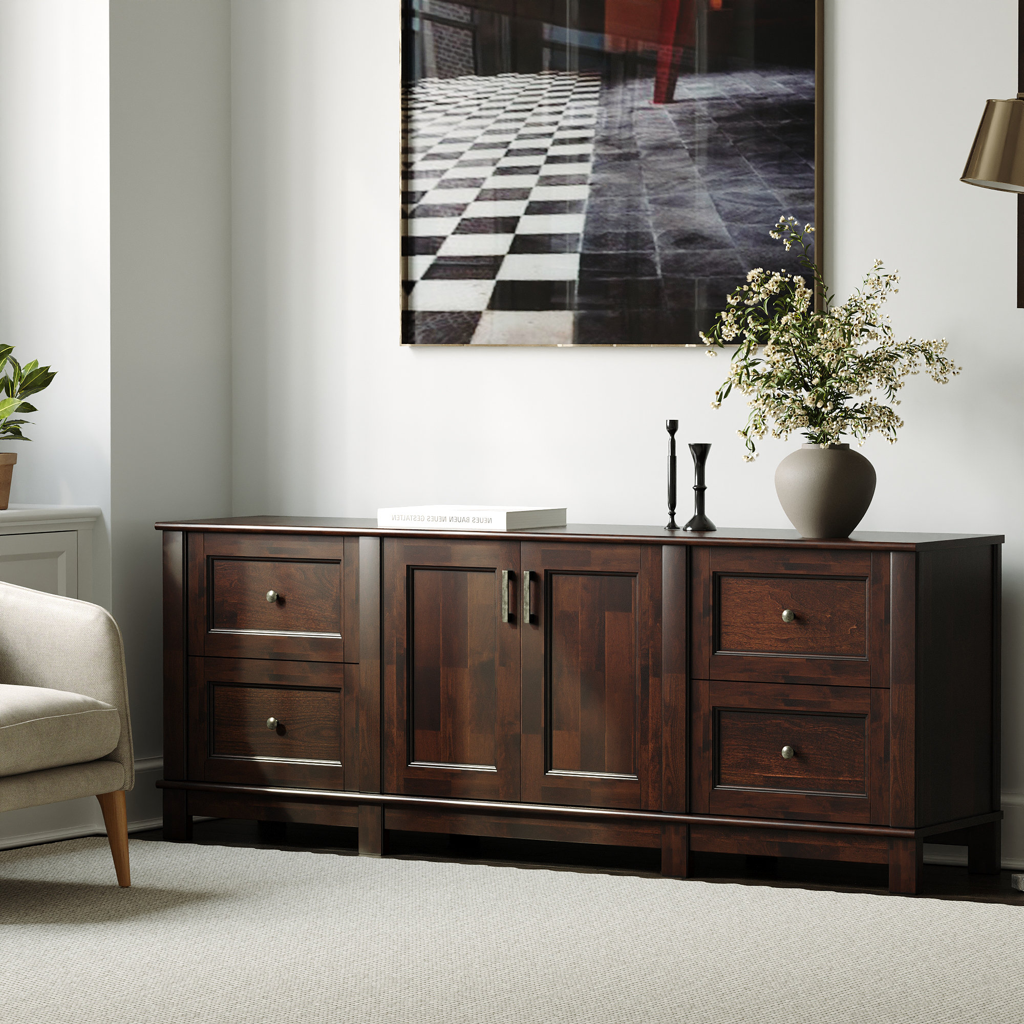 Winston Porter Traditional Rustic Cabinet - Solid Wood Full Assembled ...