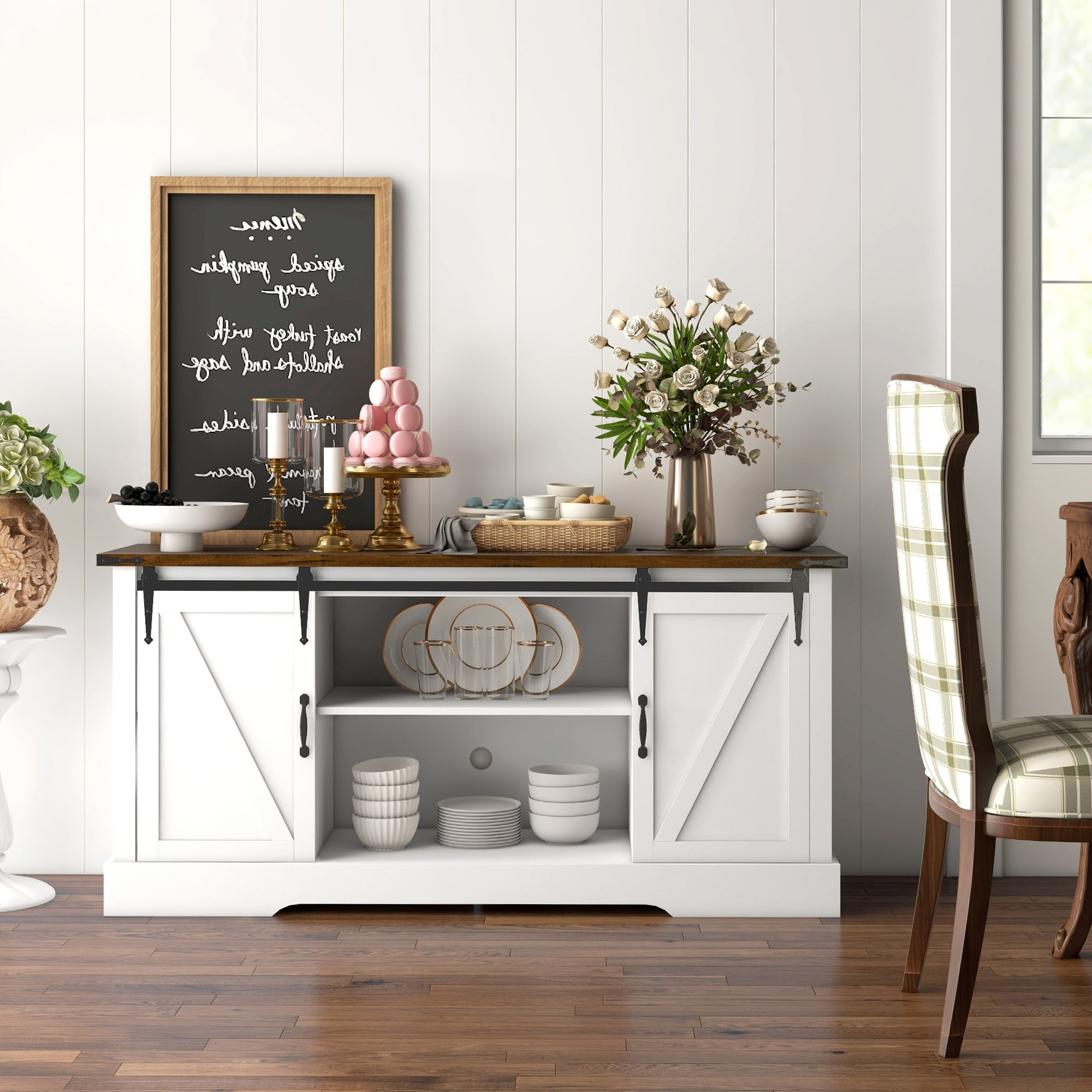 August Grove Sideboard Buffet Cabinet With Charging Station - Wayfair ...
