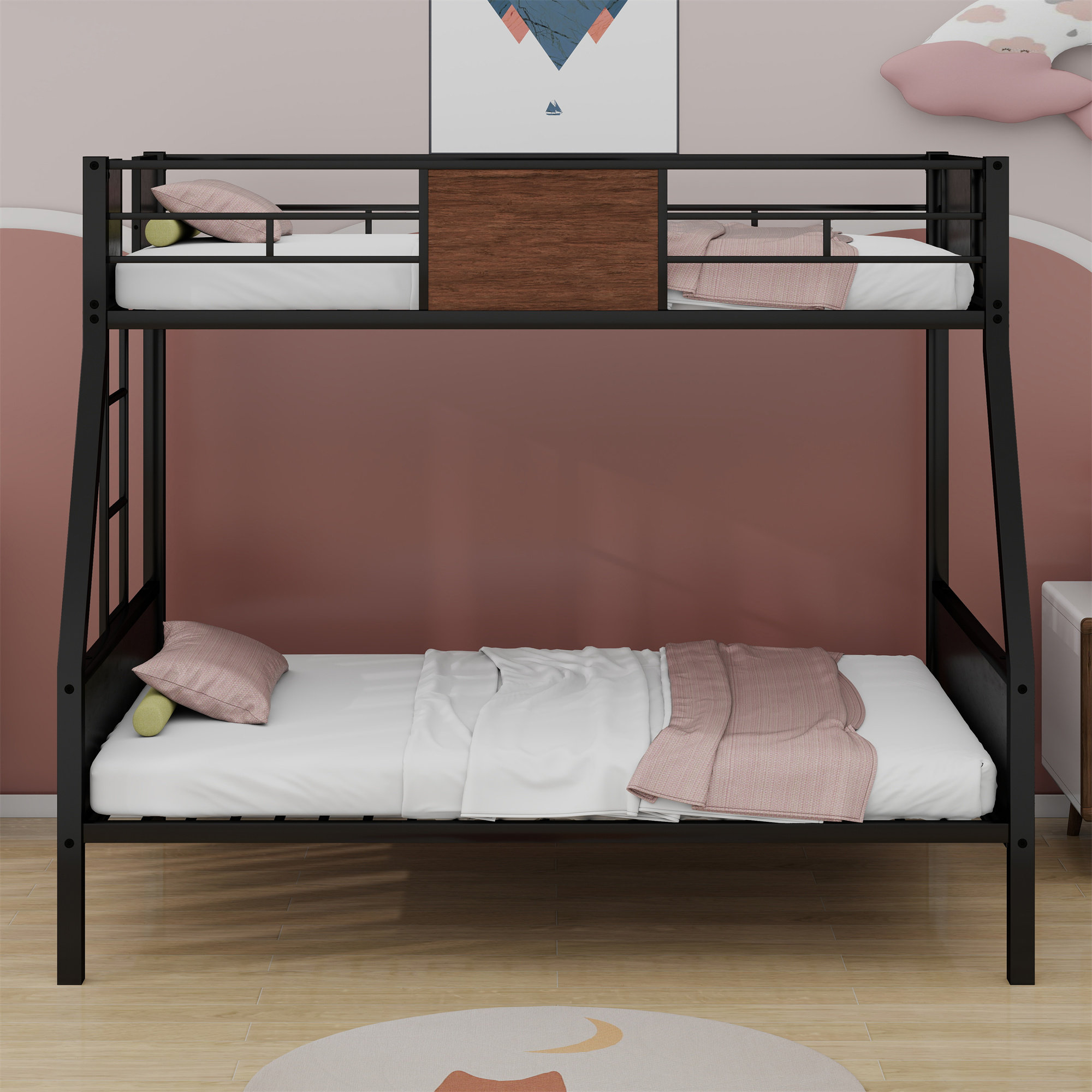 Mason & Marbles Lit superposé de style moderne avec barrière de sécurité, échelle intégrée ...