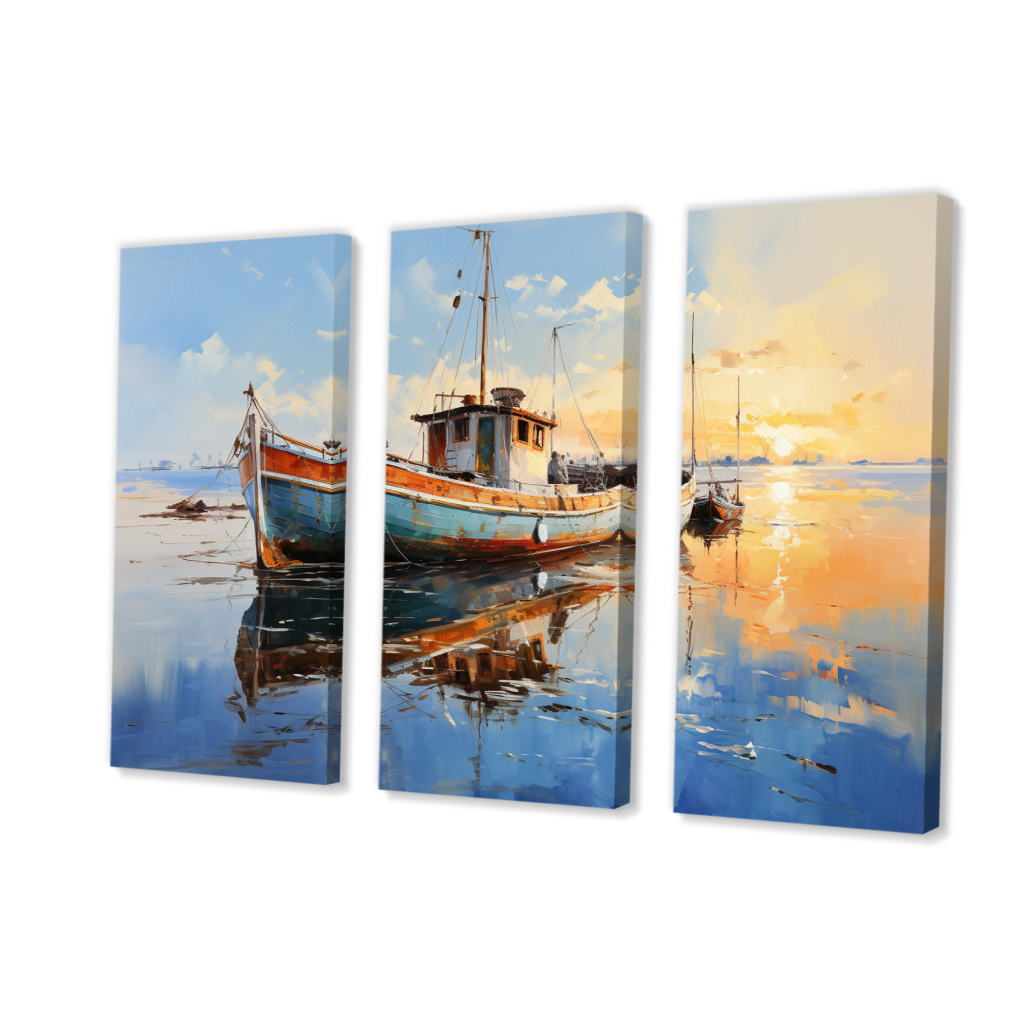 Breakwater Bay Boat Seascape Impression V - Transportation Canvas Wall ...