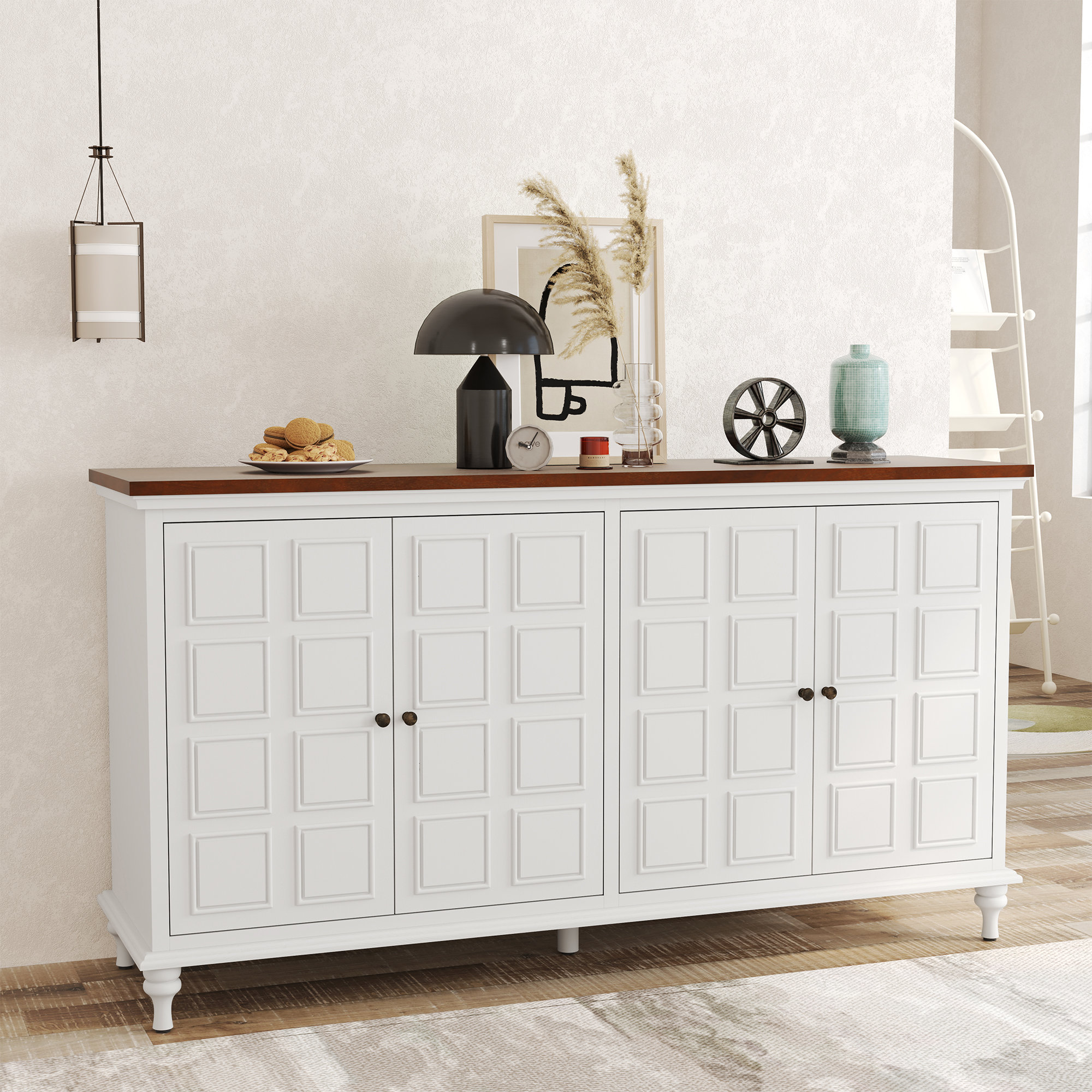 August Grove® 58"Sideboard with Solid Wood Legs | Wayfair