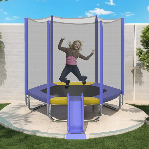 Merax 7' Round Trampoline with Safety Enclosure | Wayfair