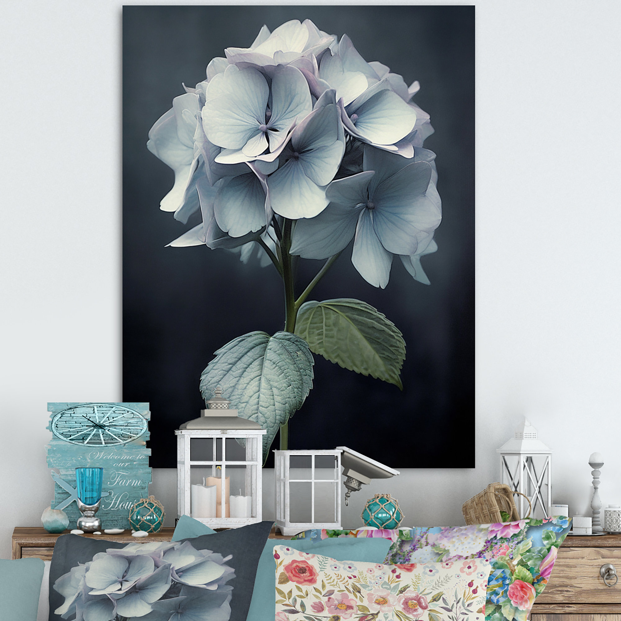 Winston Porter Black White Hydrangea Blooming IV On Canvas Print ...