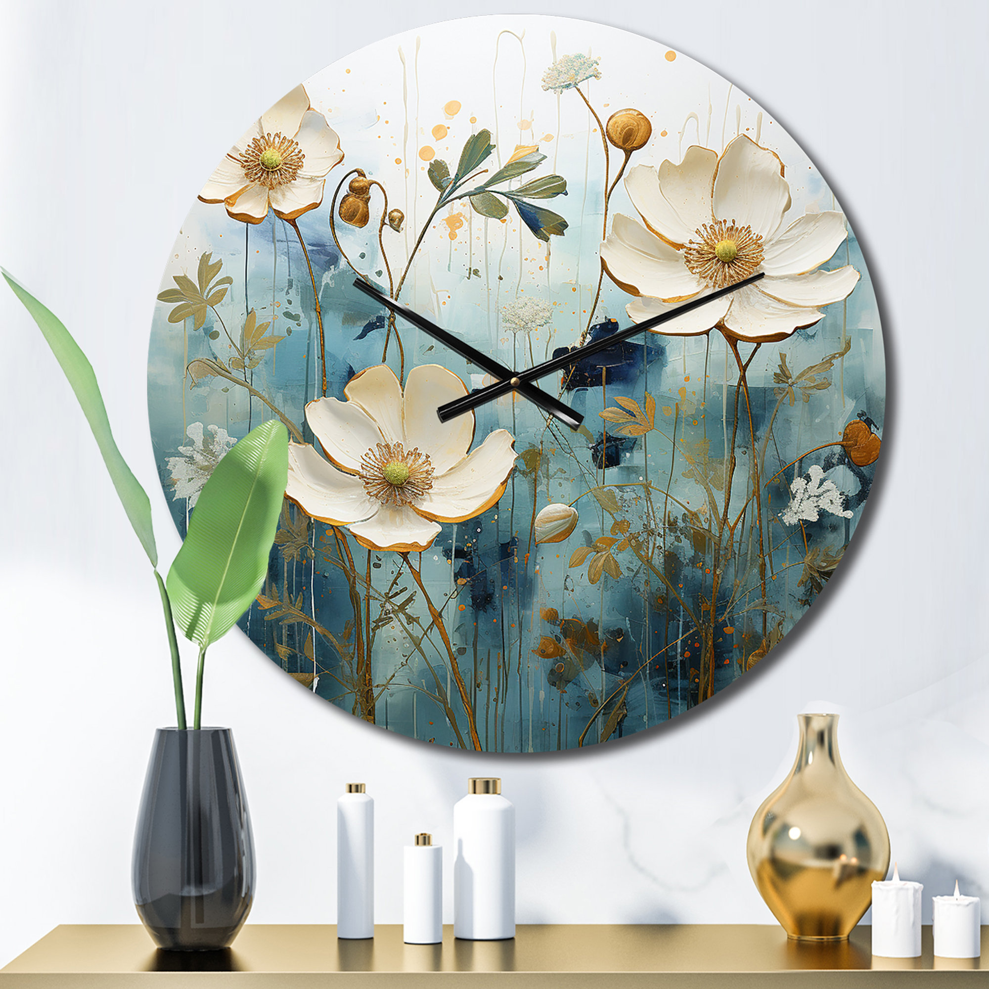 East Urban Home Blue Botanical Oasis IV - Abstract Botanicals Wall ...