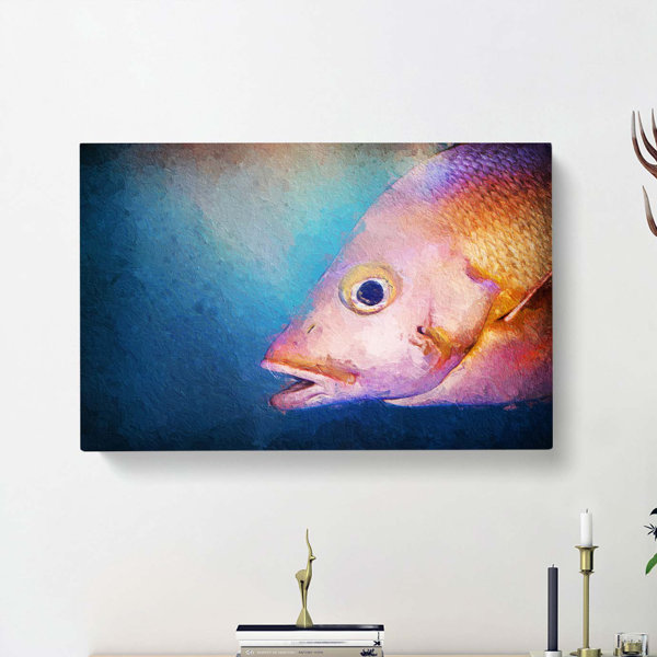 East Urban Home Pink Snapper Fish - Wrapped Canvas Painting | Wayfair.co.uk