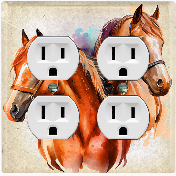 WorldAcc Cute Horse Family Animal 2-Gang Duplex Outlet Wall Plate | Wayfair
