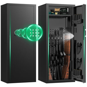 Besafety 12-15 Gun Cabinet, Quick Access Long Gun Safe For Home Rifles ...